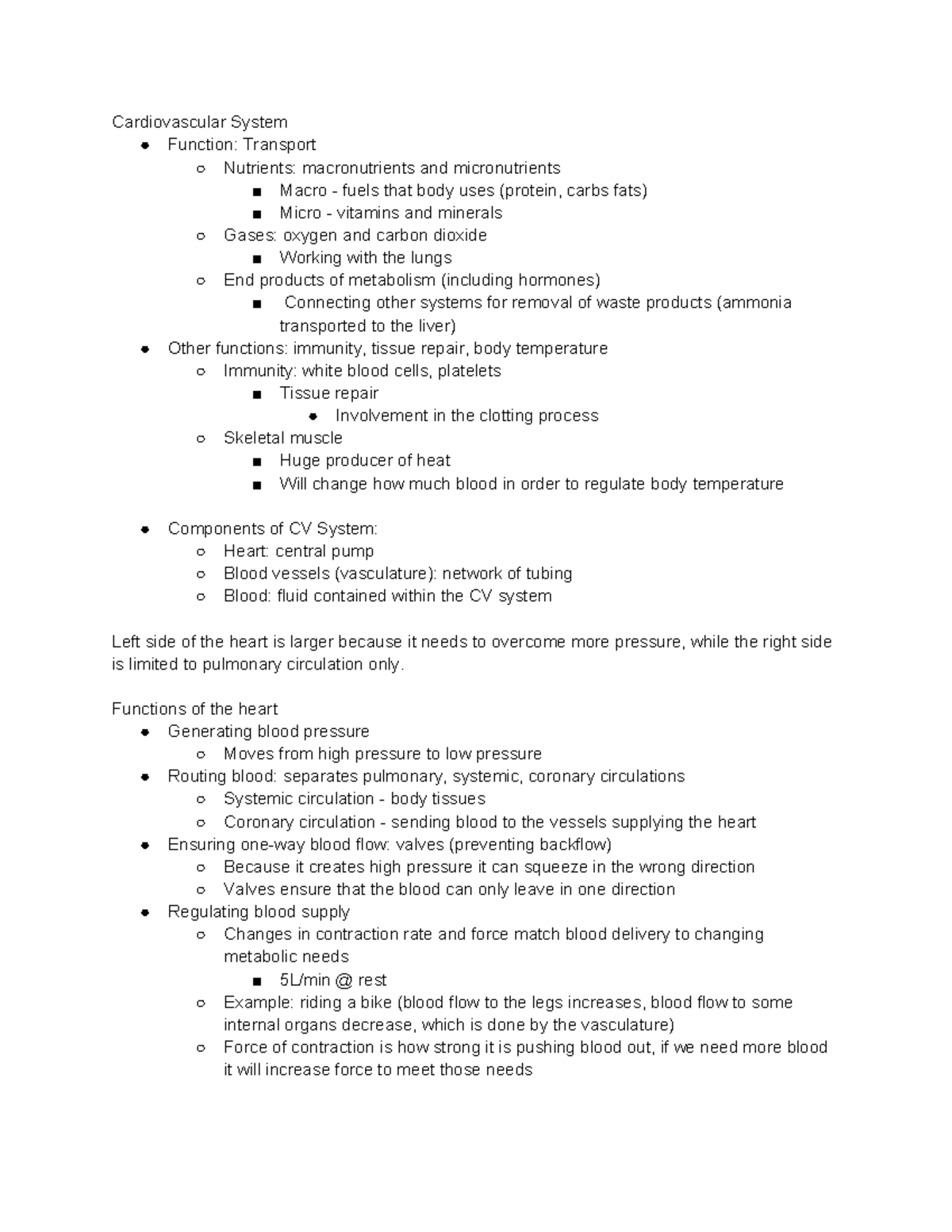 Heart Anatomy Kin Lecture 1 - Cardiovascular System Function: Transport ...