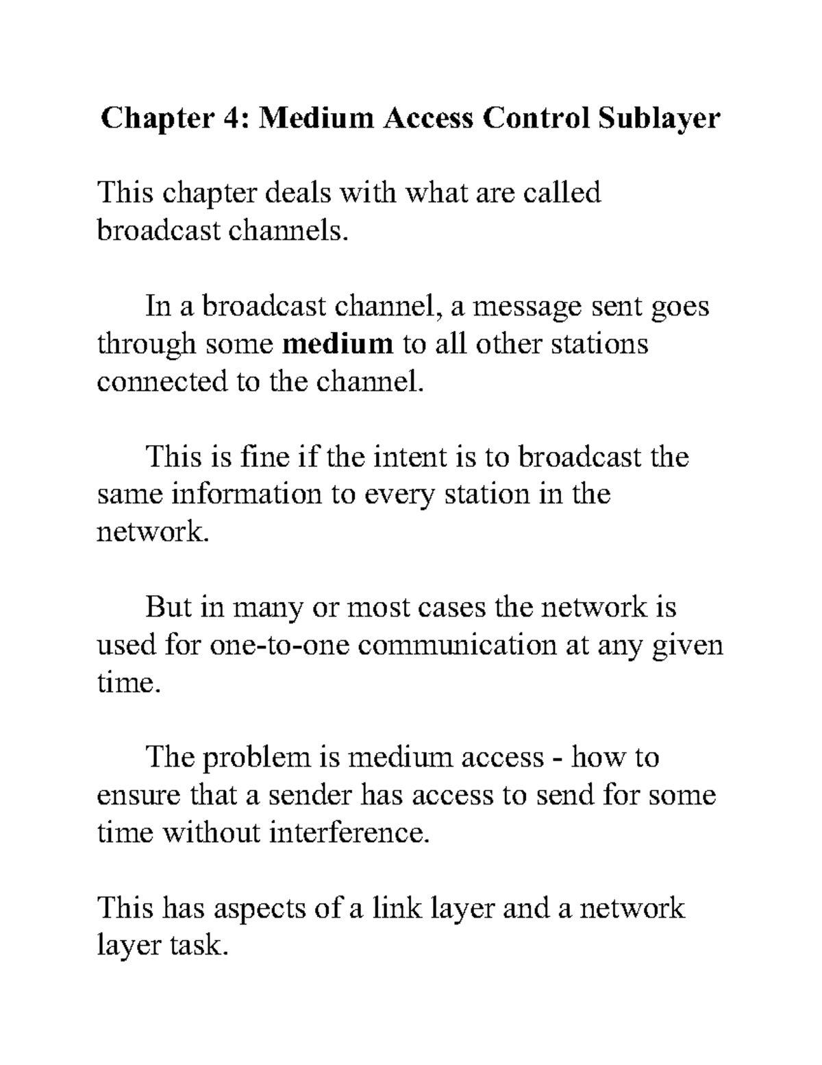 L17 - Lecture 17 - Chapter 4: Medium Access Control Sublayer This ...