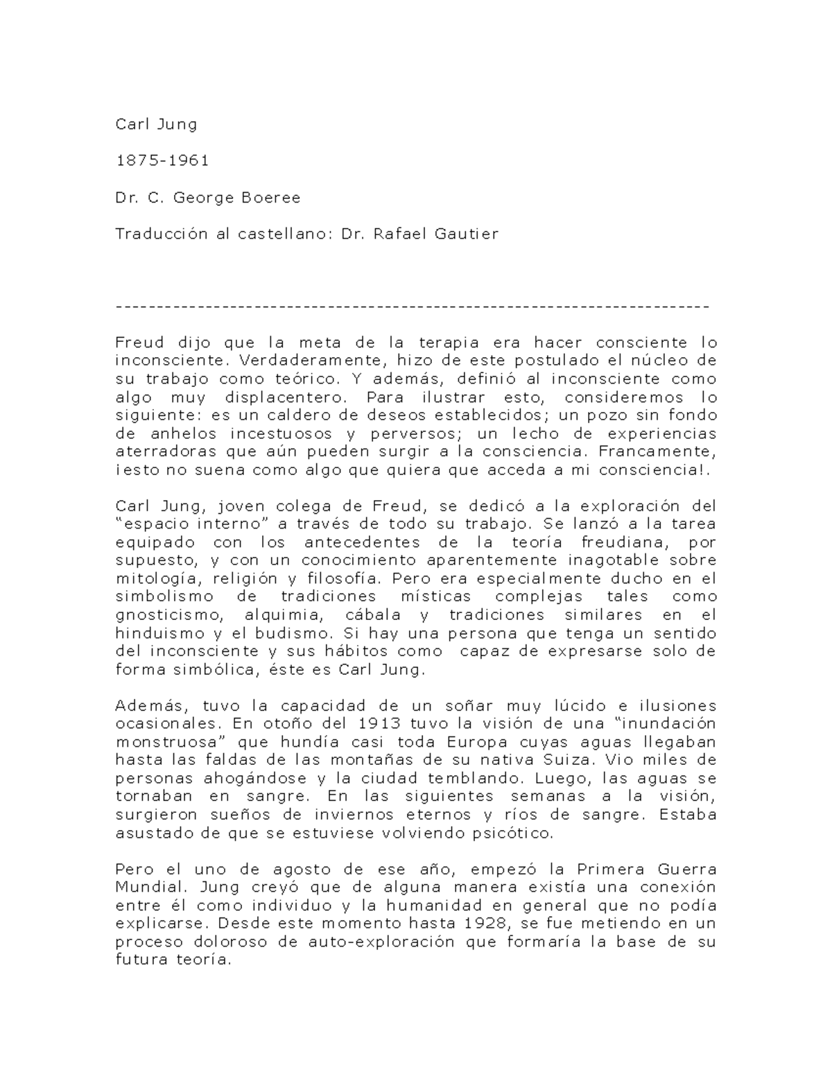 Boeree, George - Teorias de Jung - Carl Jung 1875- Dr. C. George Boeree ...