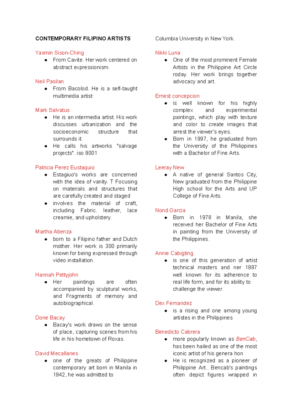 Con-Arts - CONTEMPORARY FILIPINO ARTISTS Yasmin Sison-Ching From Cavite ...