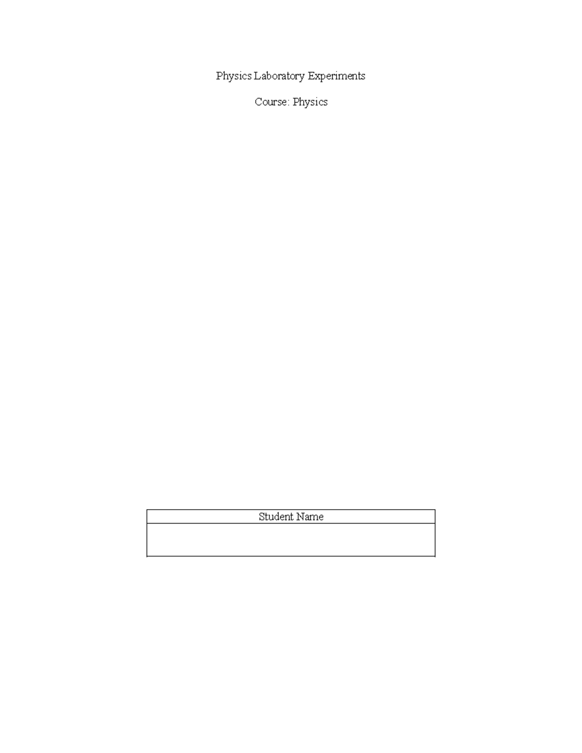 Lab report: Projectile Motion - Physics Laboratory Experiments Course ...