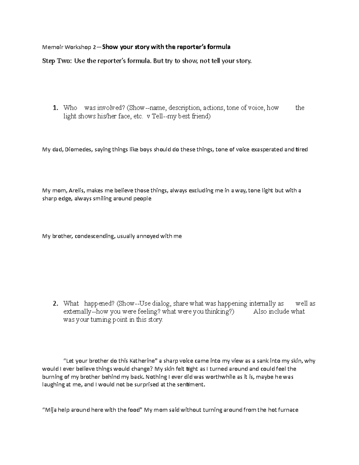 Document 1 - How a story can relate to something that happened in the ...