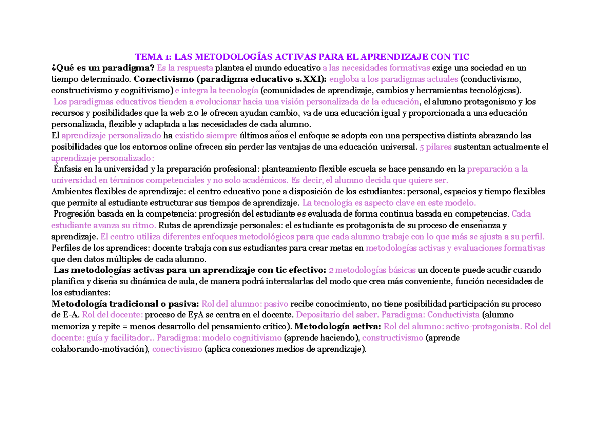 Esquema tic - TEMA 1: LAS METODOLOGÍAS ACTIVAS PARA EL APRENDIZAJE CON TIC ¿Qué es un paradigma ...