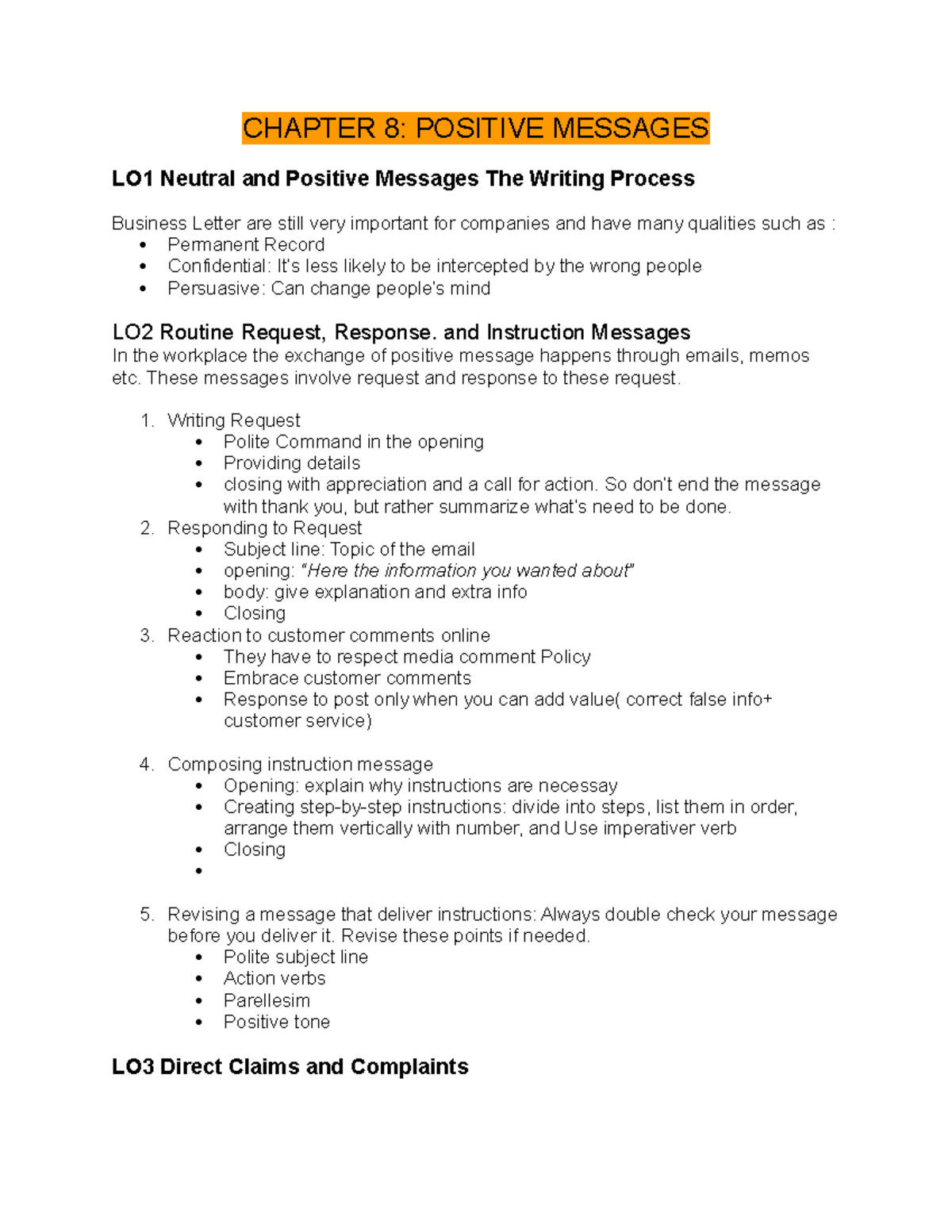 Chapter 8: Business Communications COMM 205 - CHAPTER 8: POSITIVE ...