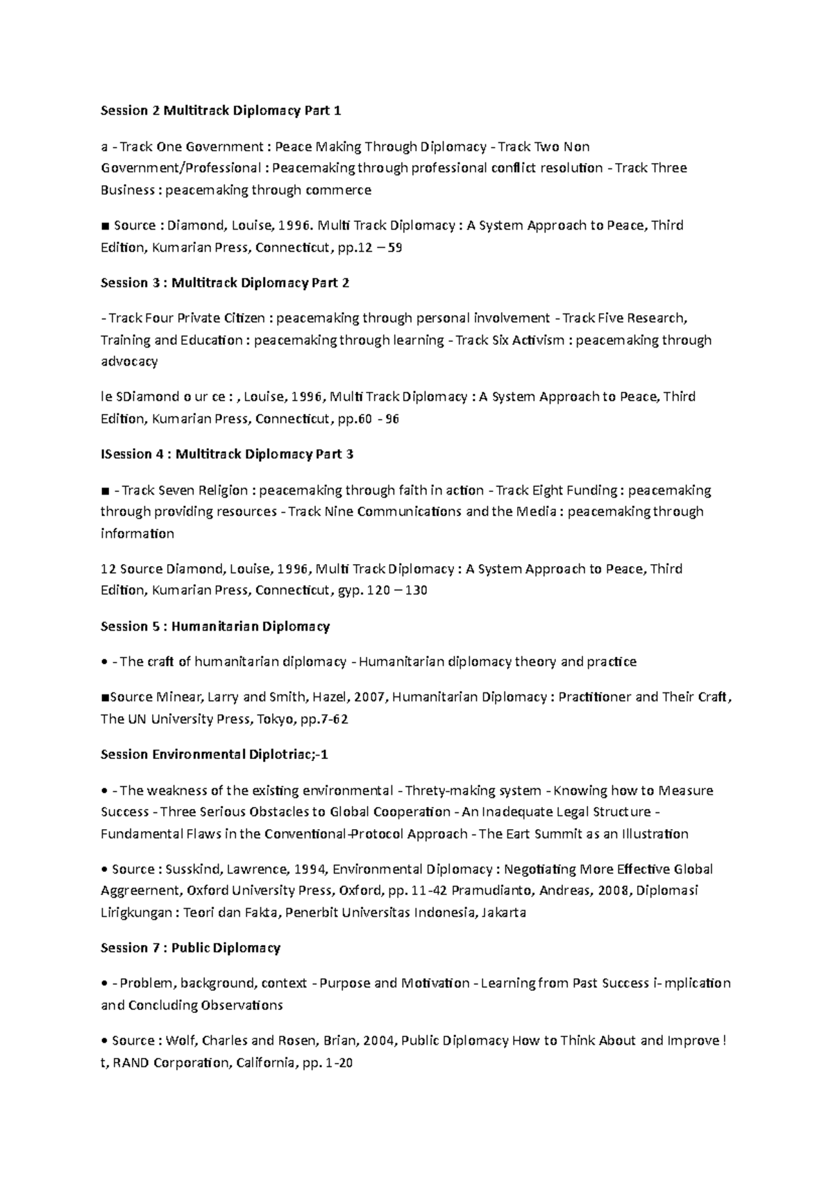 Mini sylabus for diplomacy course - Session 2 Multitrack Diplomacy Part ...