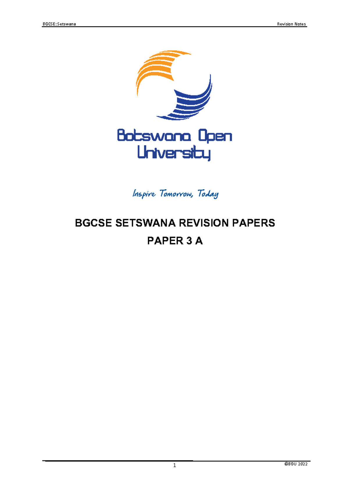 726829371 Bgcse Setswana revision paper 3 - Inspire Tomorrow, Today ...