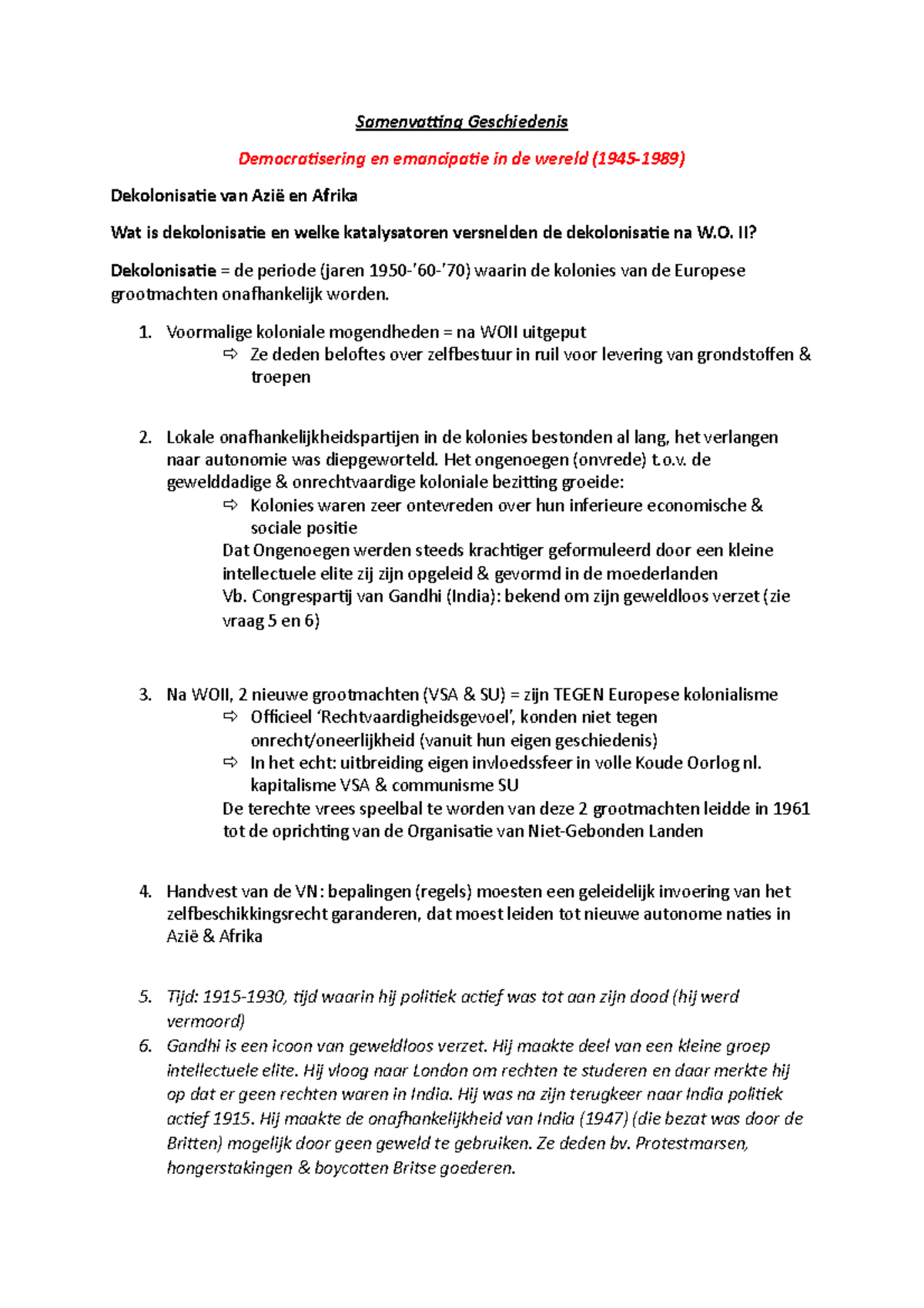 Copie de Samenvatting Geschiedenis - Samenvatting Geschiedenis ...