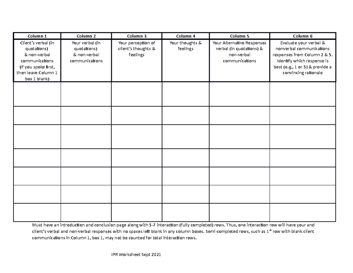 IPR Worksheet - Column 1 Column 2 Column 3 Column 4 Column 5 Column 6 ...