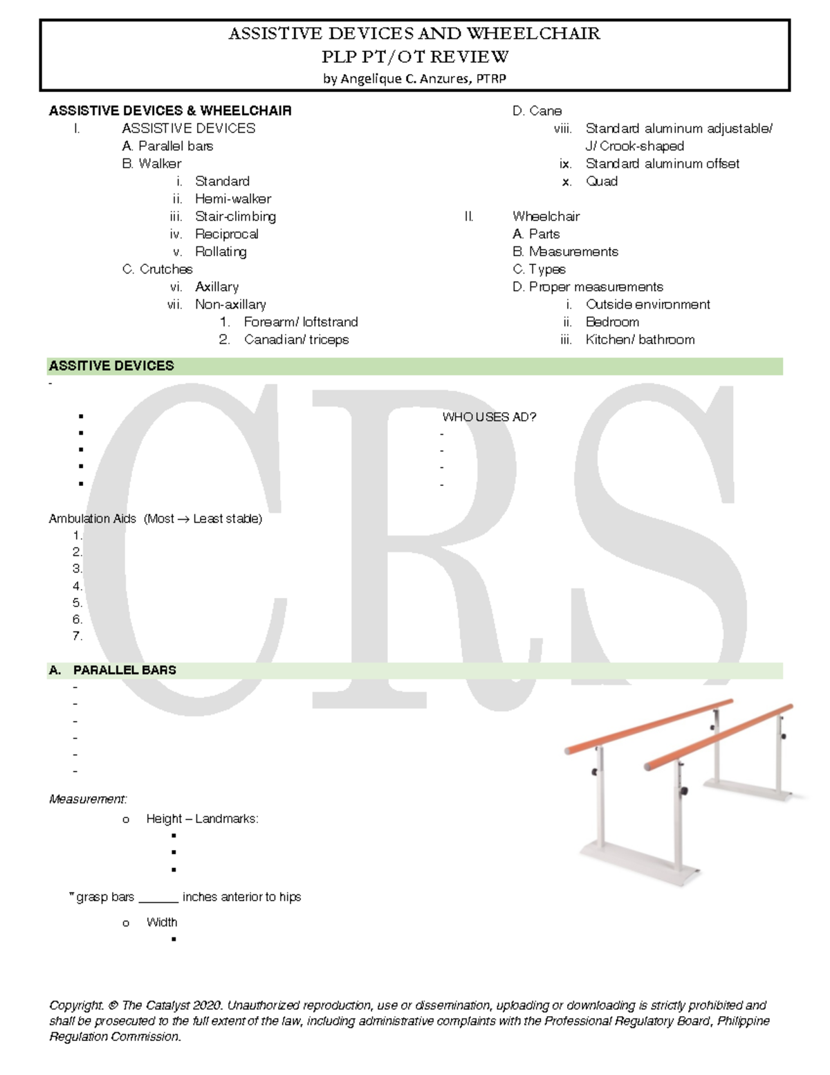 Assistive Devices - PLP PT/OT REVIEW by Angelique C. Anzures, PTRP ...