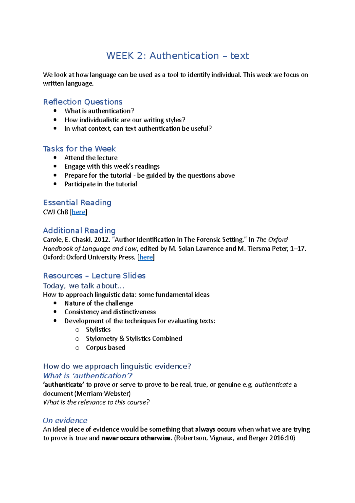 02 Authentication - Text - WEEK 2: Authentication – text We look at how ...