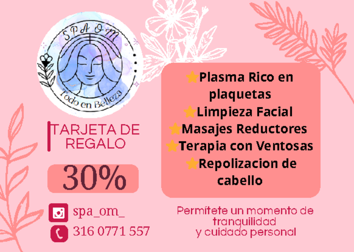 Tarjeta de regalo tarde de spa rosa claro - Interpretación del Arte y ...