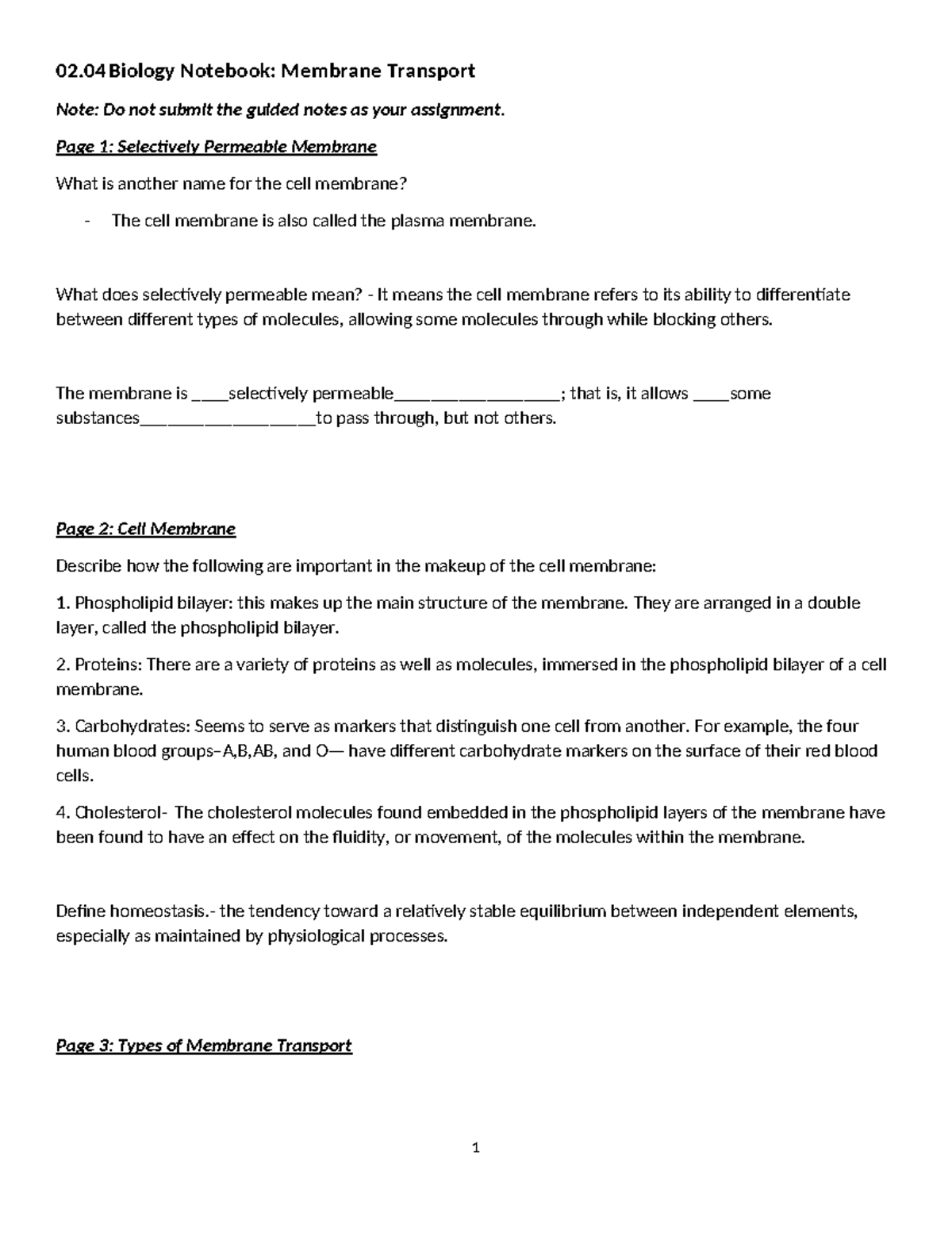 2.04Bio membrane transport Notes - 02 Biology Notebook: Membrane ...