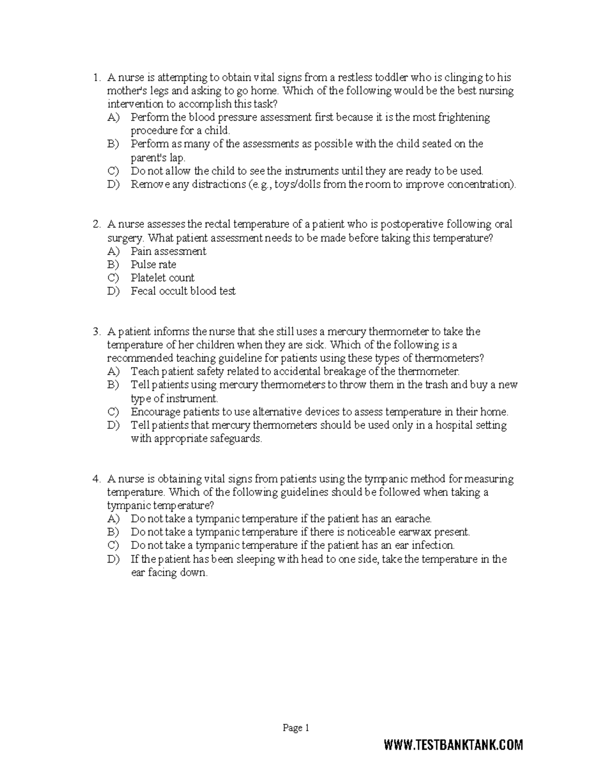 Chapter 2- Vital Signs - Bank - Page 1 A nurse is attempting to obtain ...