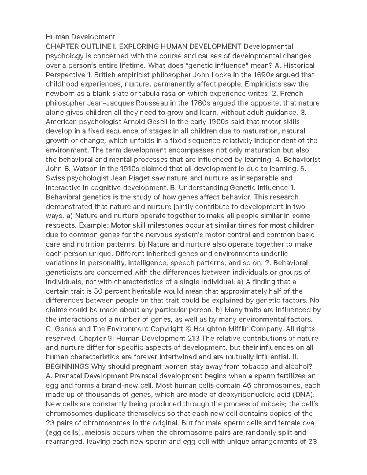 Human Development - Human Development CHAPTER OUTLINE I. EXPLORING ...