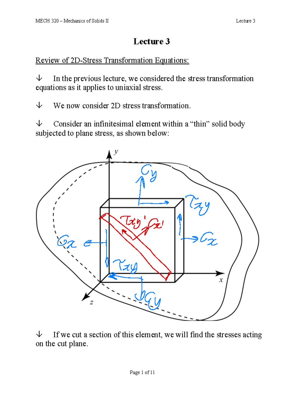 Lecture 3 notes yeah these are notes - Lecture 3 Review of 2D-Stress ...