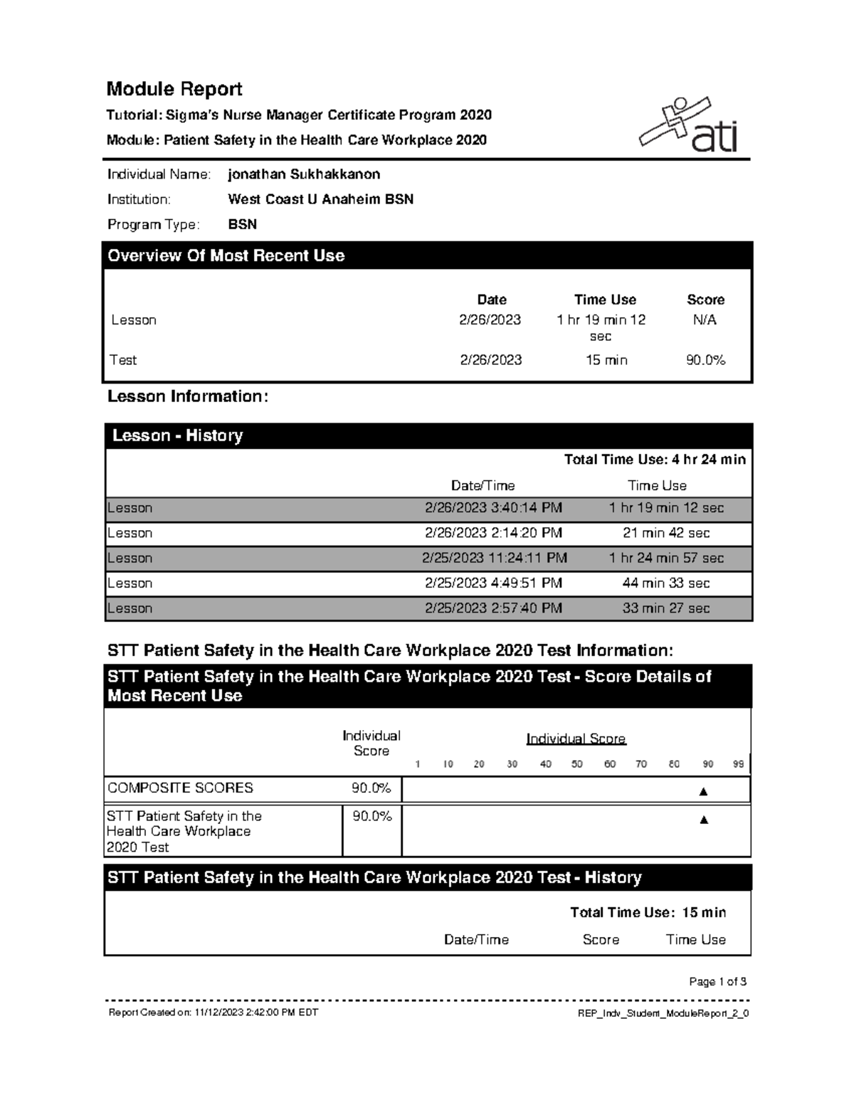 Report (67) - Notes - Module Report Tutorial: Sigma's Nurse Manager ...