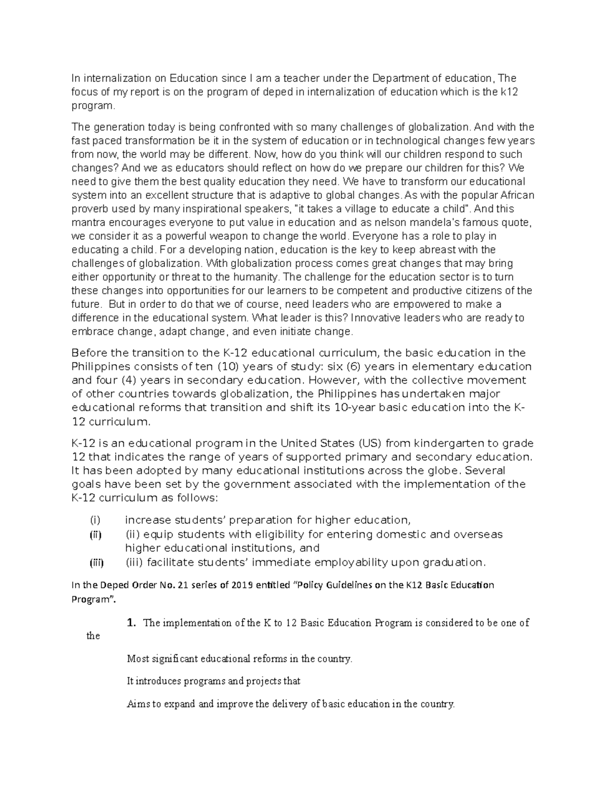 Internationalization for K12 Content- Summary - In internalization on ...