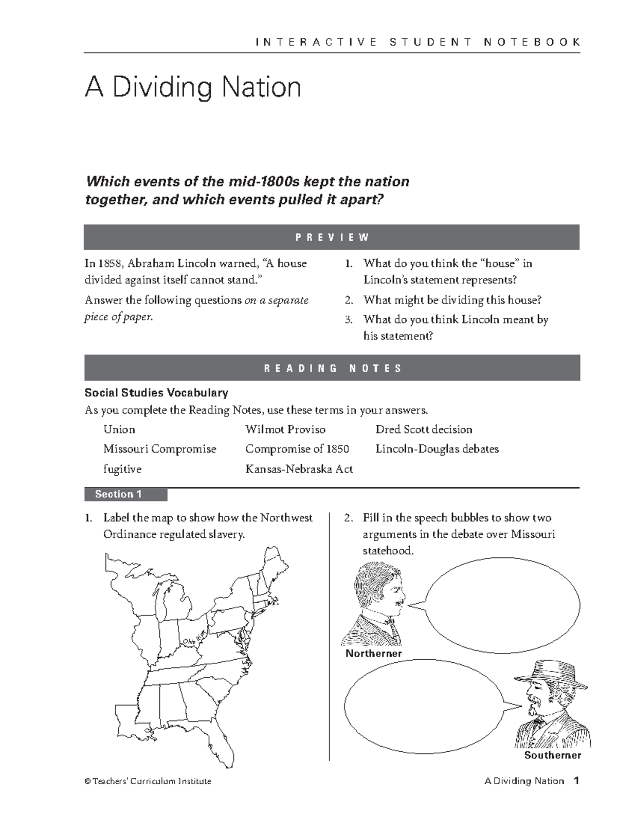 Usi isn 21 - I don’t care - © Teachers’ Curriculum Institute A Dividing ...