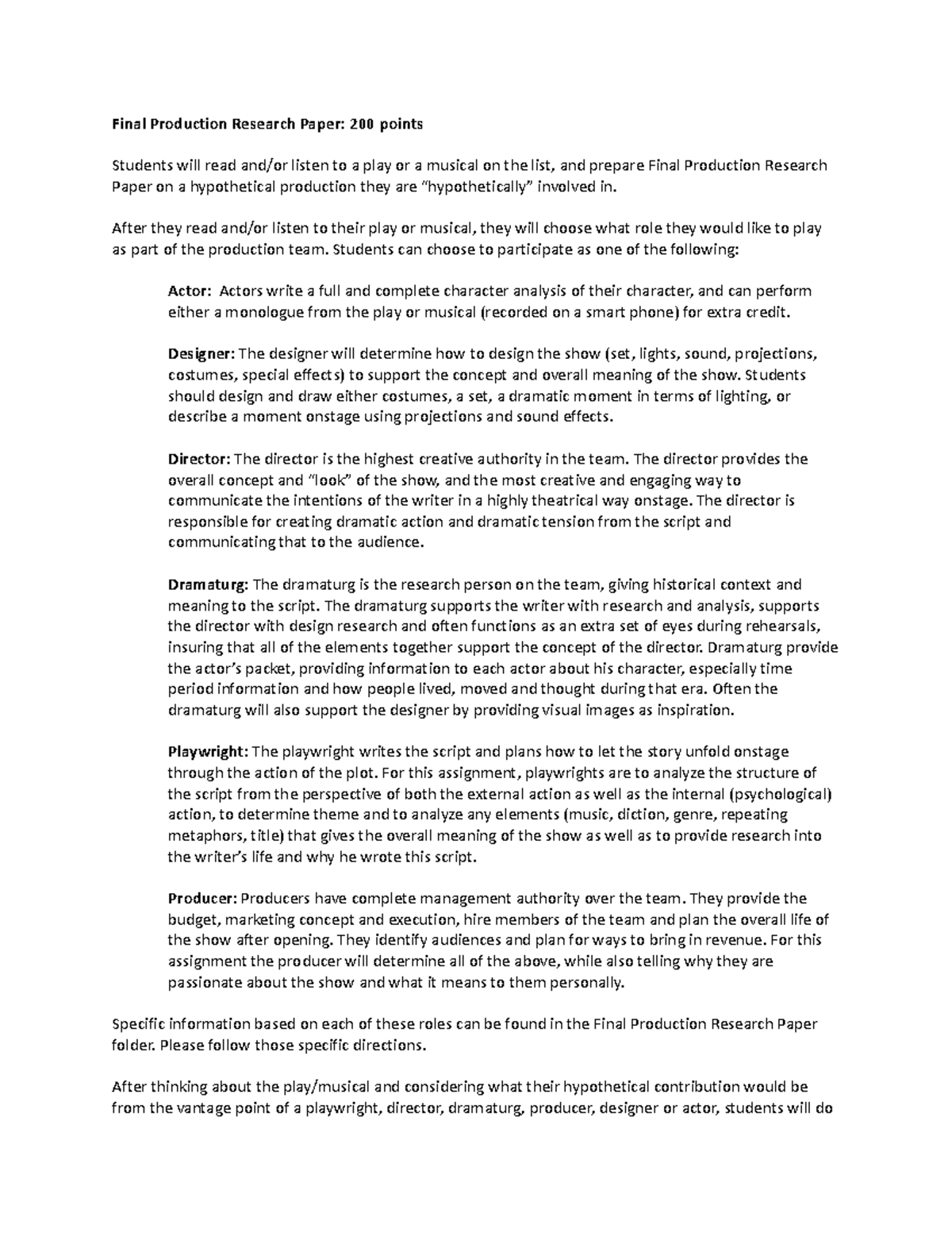 THE 1041 Summer Final Production Assignment - Final Production Research ...