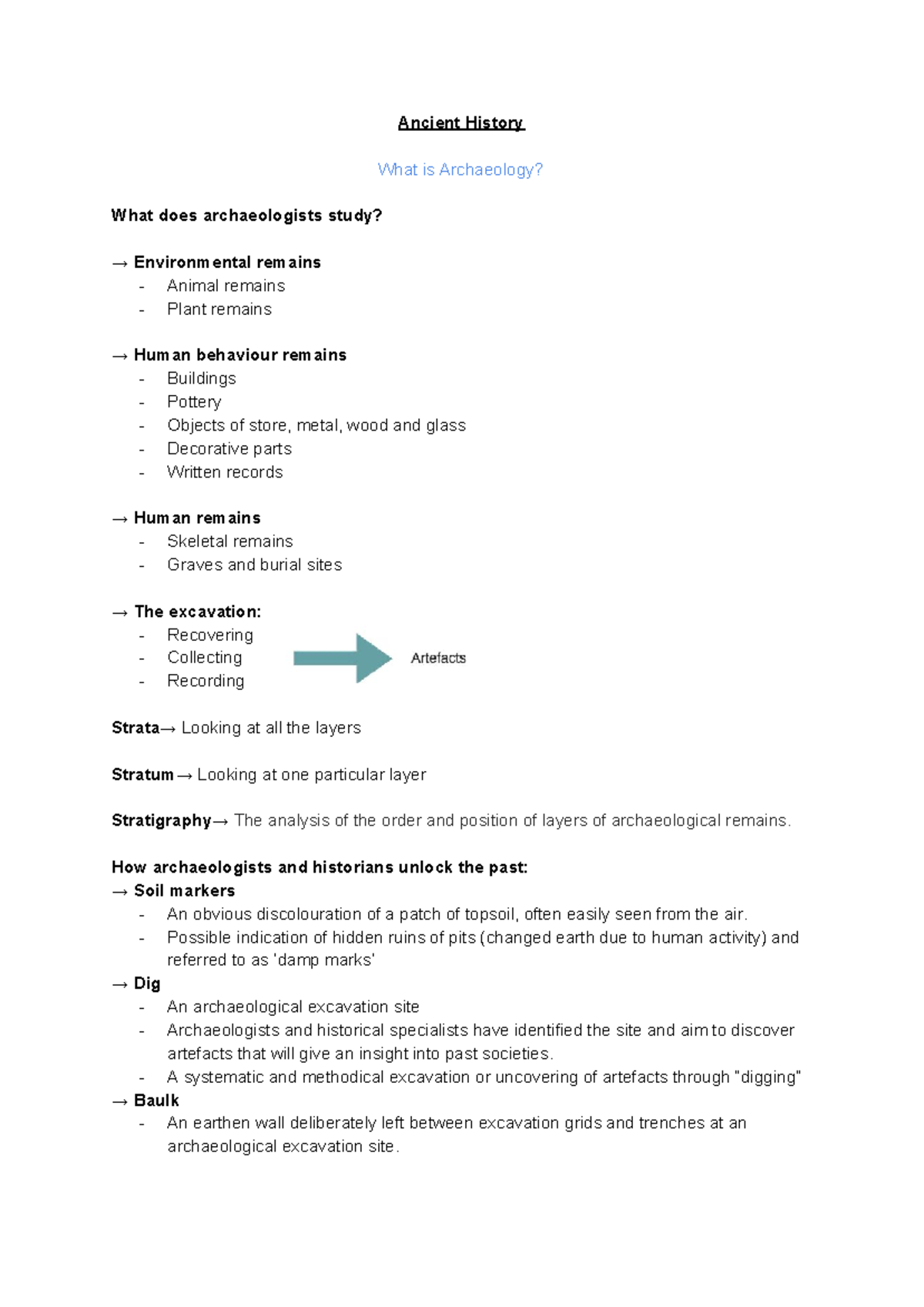 Entire Course Notes - Ancient History What is Archaeology? What does ...