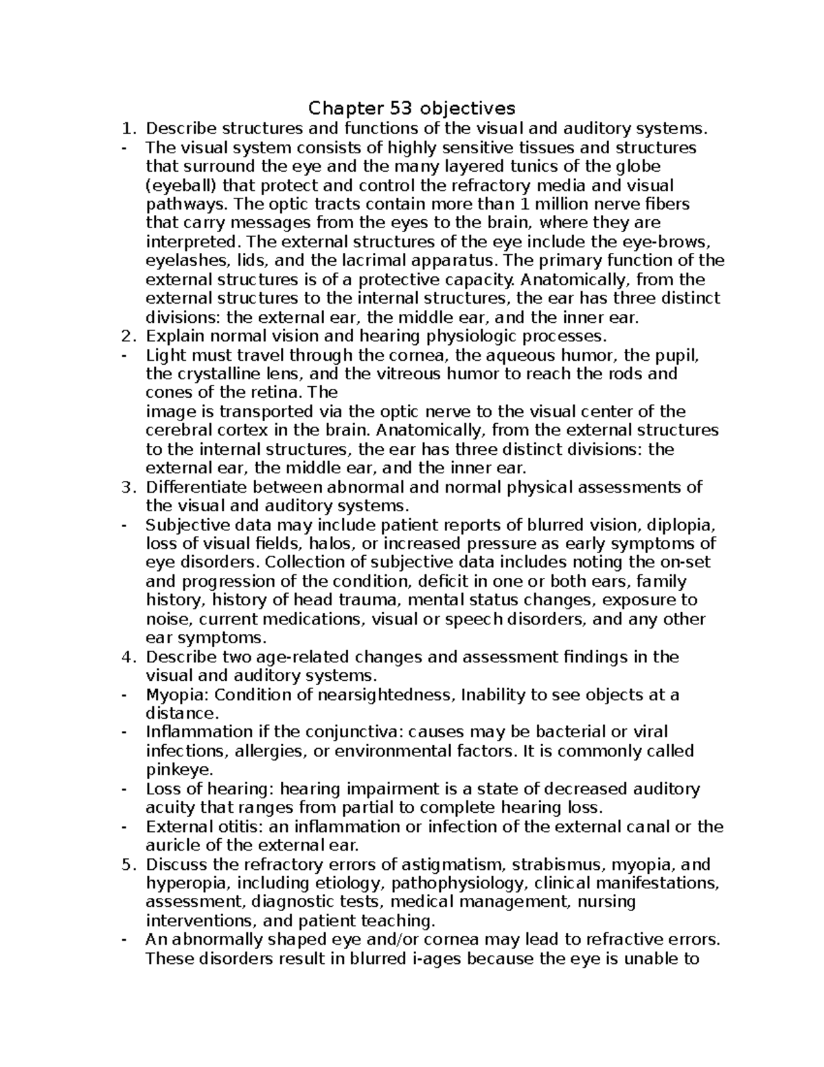 Chapter 53 objectives - key terms - Chapter 53 objectives Describe ...