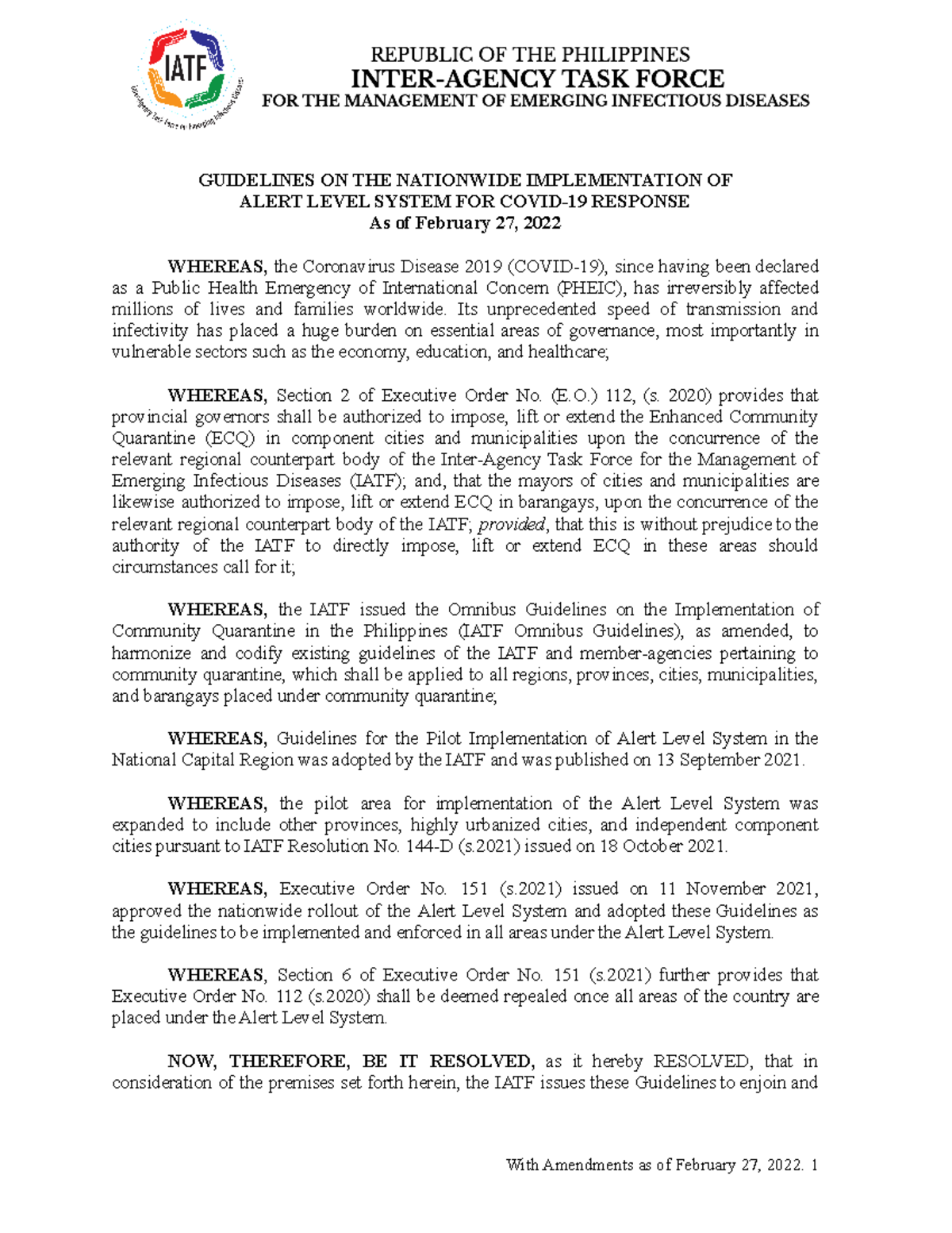 IATF- Guidelines-RRD - Safety Protocols IATF- Guidelines-RRD COVID ...