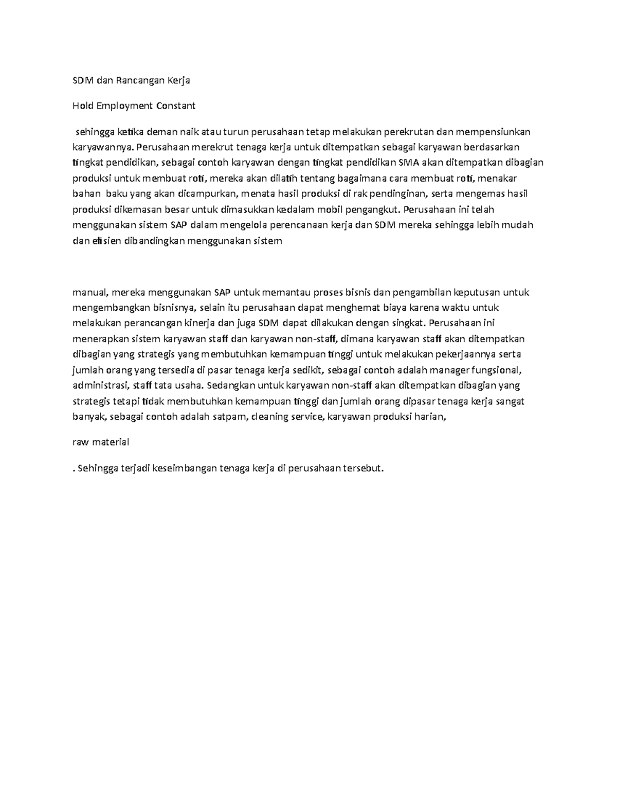 SDM dan Rancangan Kerja - Perusahaan merekrut tenaga kerja untuk ...