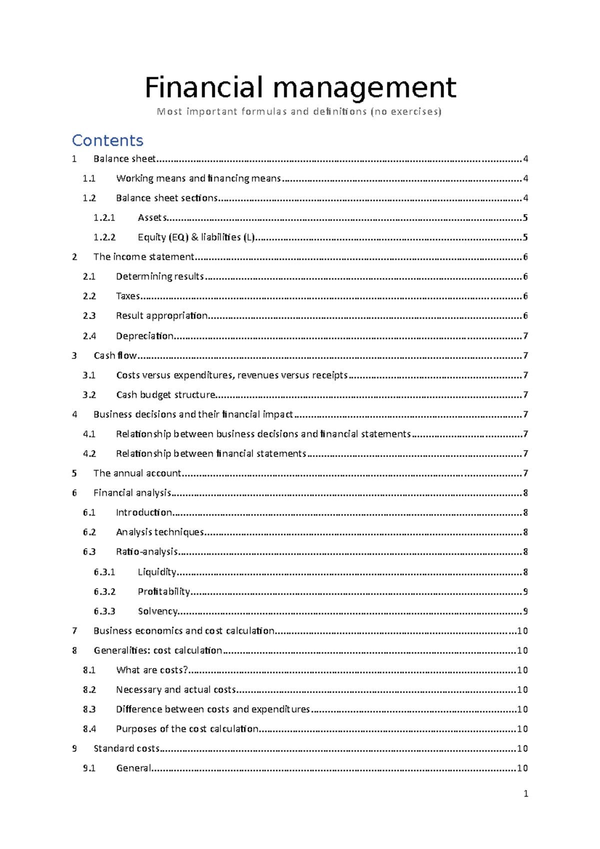 Financial management in Tourism summary - Financial management Most ...