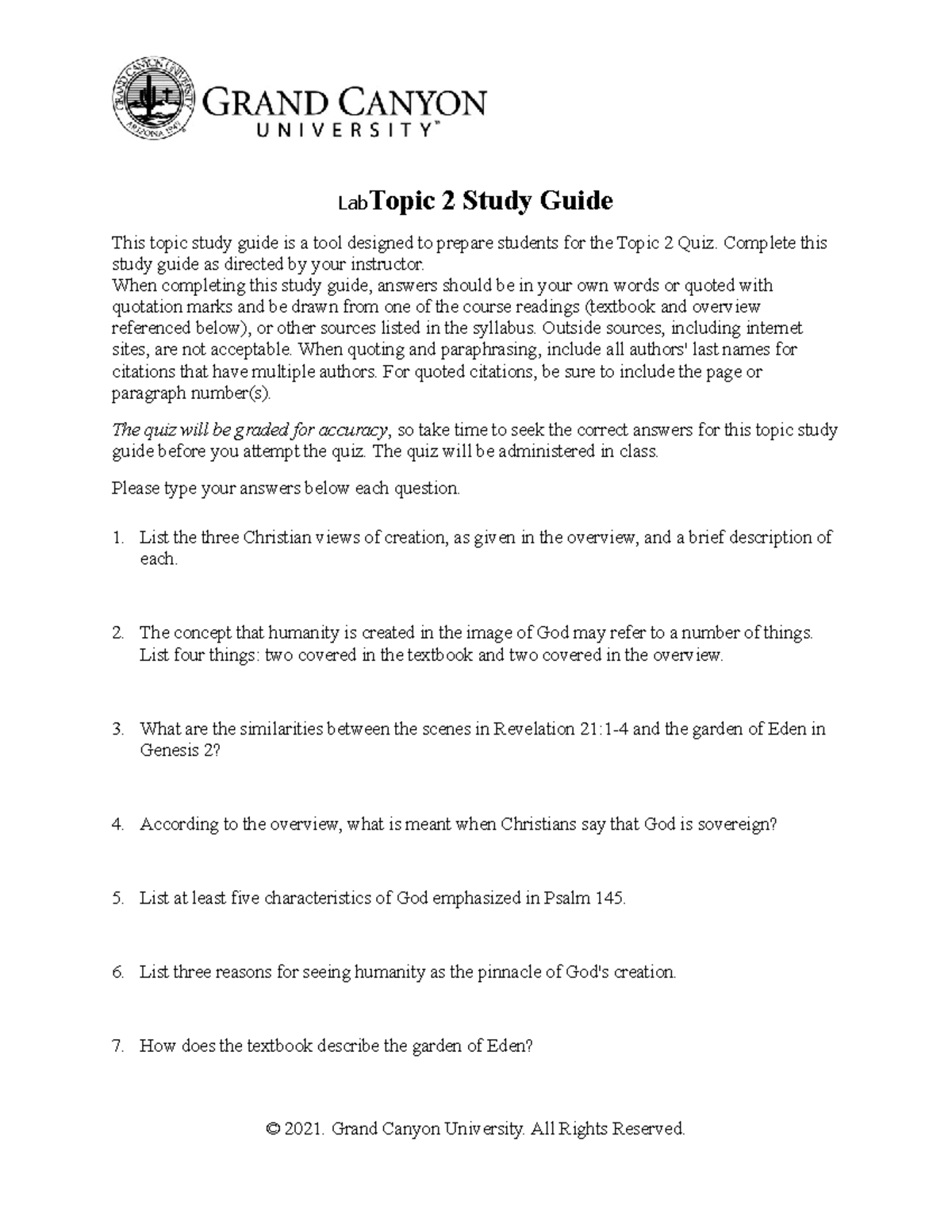 Topic 2 study guide - Lab Topic 2 Study Guide This topic study guide is ...
