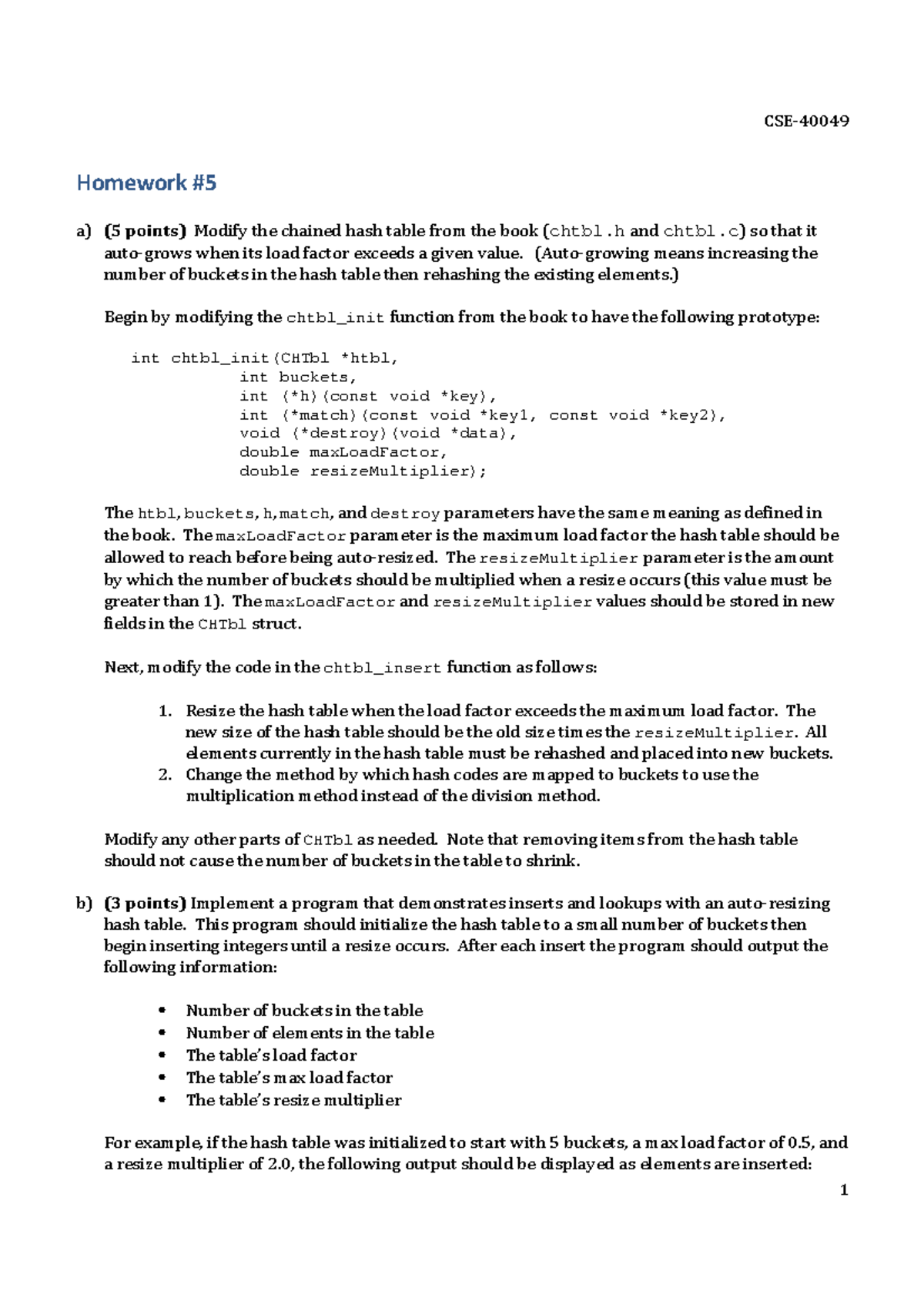 Hw5 Data Structures Homework 5 Cse 1 Homework A 5 Points