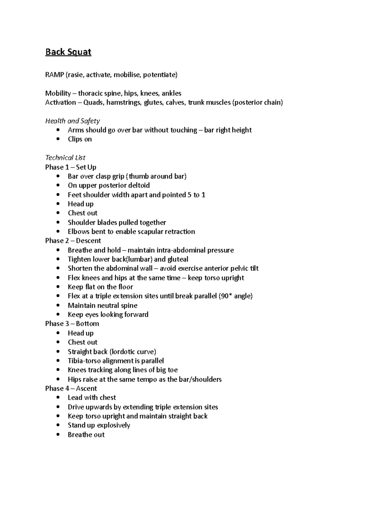 Back Squat - Back Squat RAMP (rasie, activate, mobilise, potentiate ...