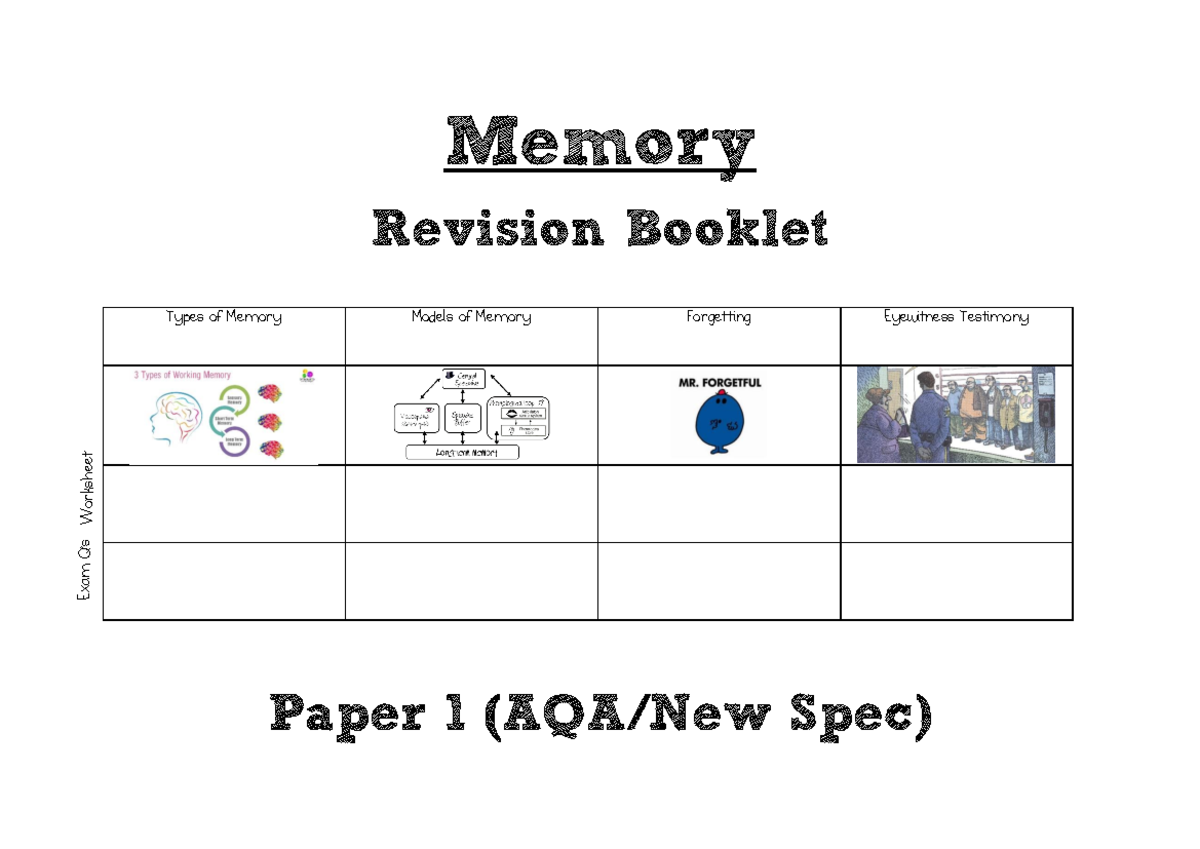 Memory-Revision-Booklet - Worksheet Exam Q’s Memory Revision Booklet ...