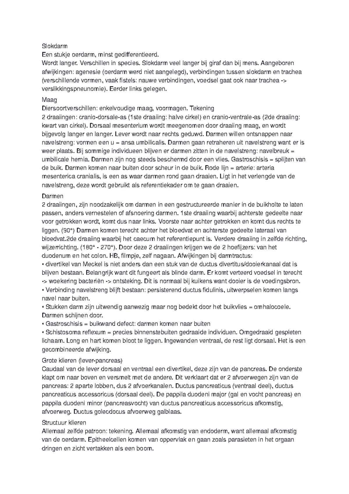 Samenvatting - compleet - Les 6 embryologie - Slokdarm Een stukje ...