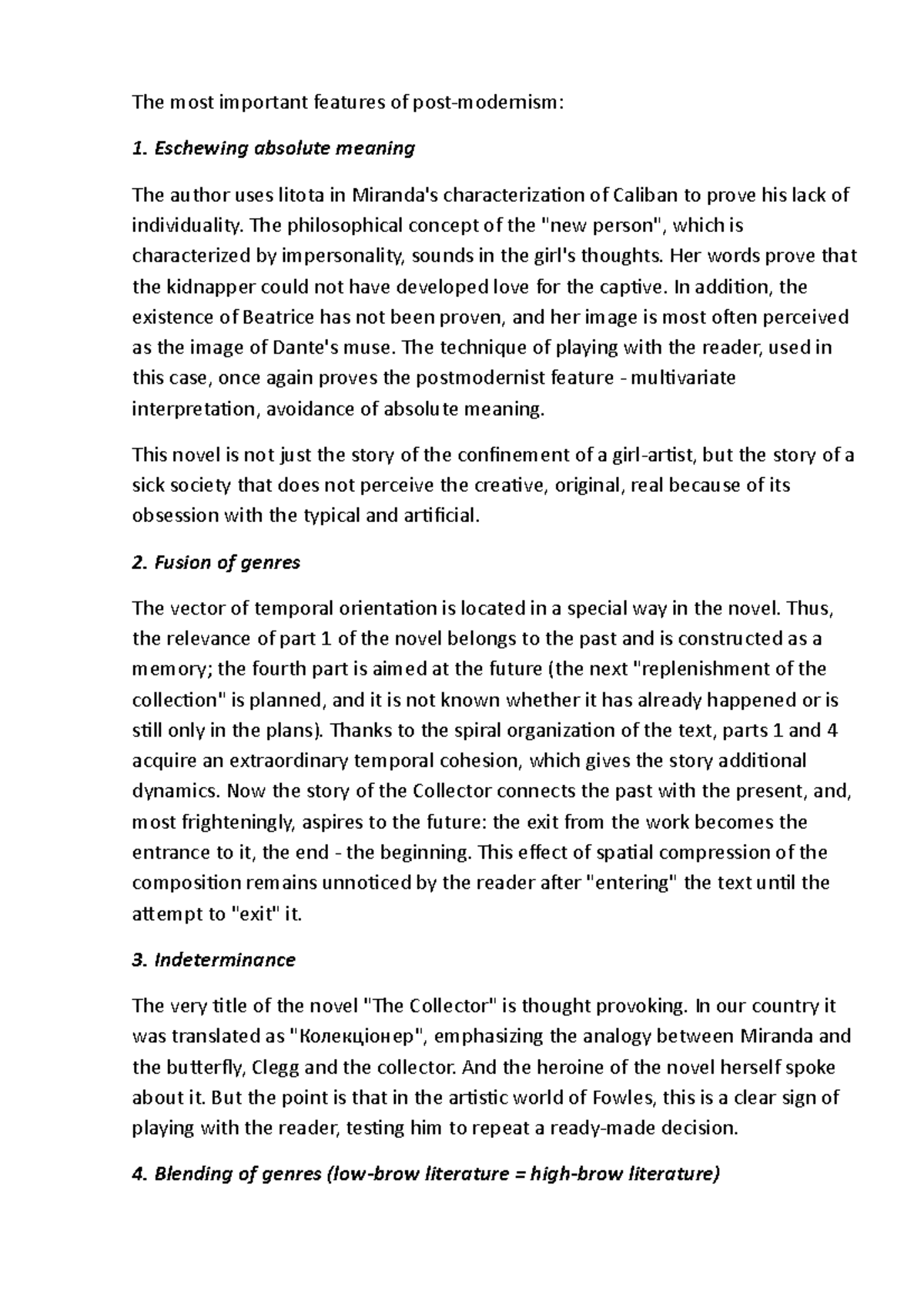 The collector 2 - The most important features of post-modernism ...