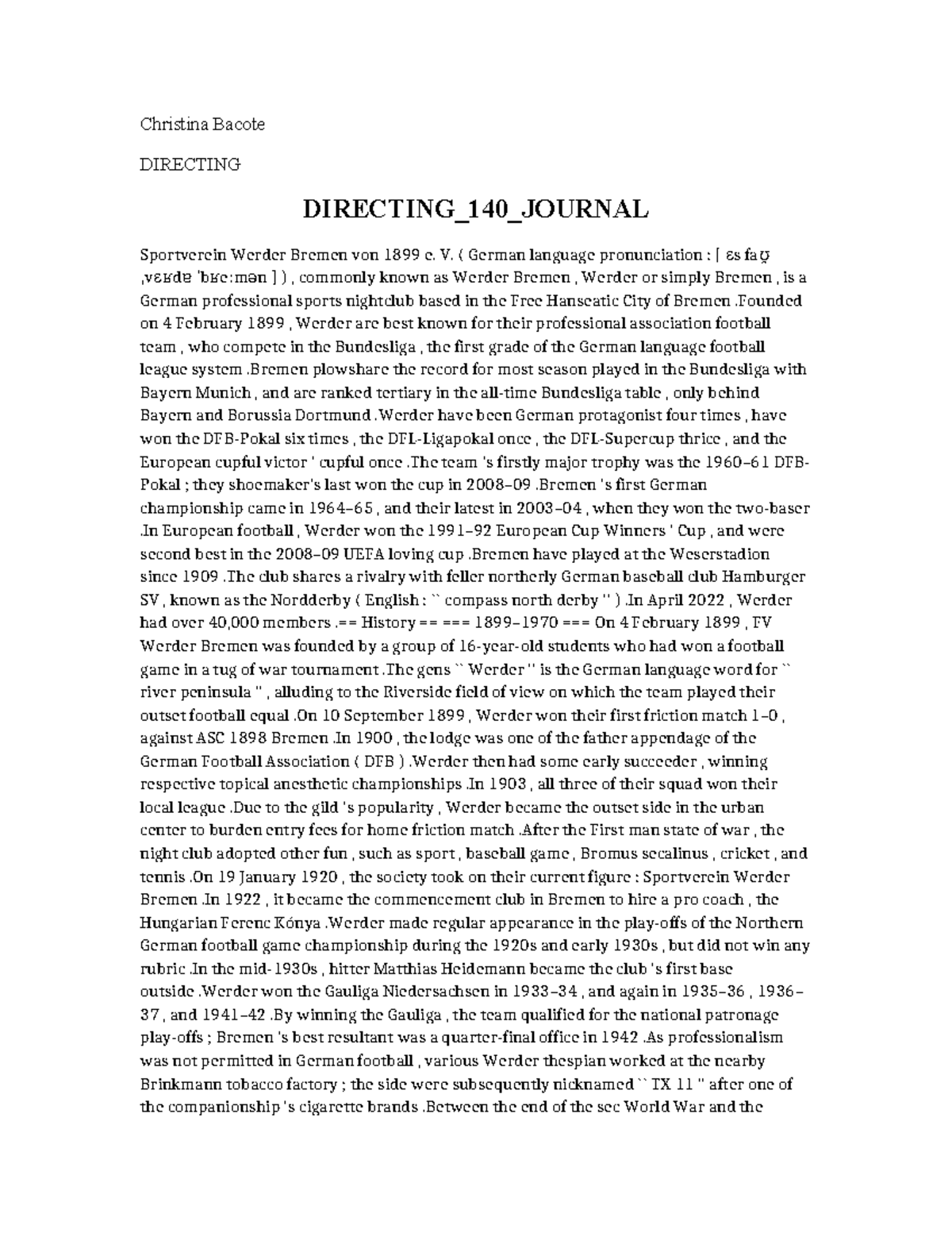 Directing 140 Journal - Notes - Christina Bacote DIRECTING DIRECTING ...