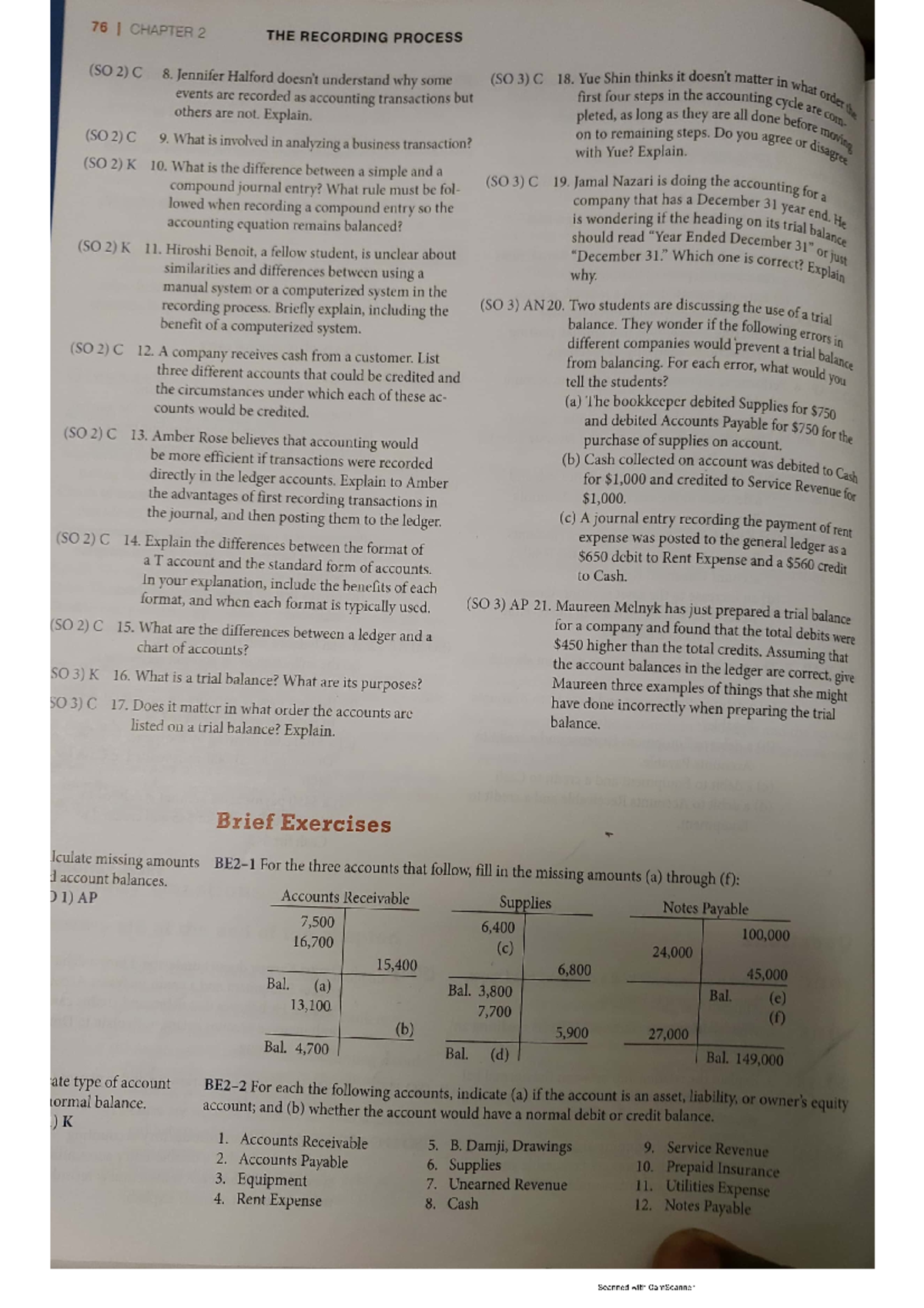 Chapter 2 Brief Exercise Questions and Worksheet - BBAC 502 - Studocu