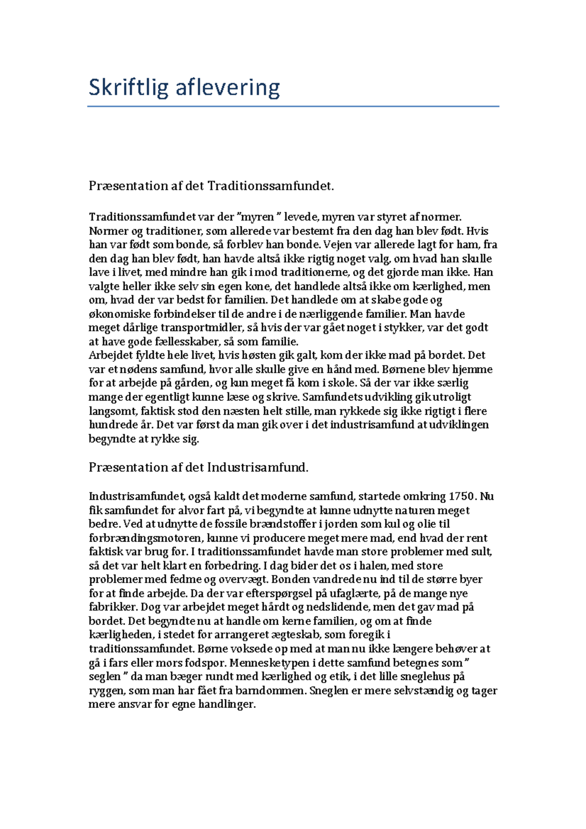 Skriftlig aflevering læserbrev af samfundstyper lektion 3 - Skriftlig ...