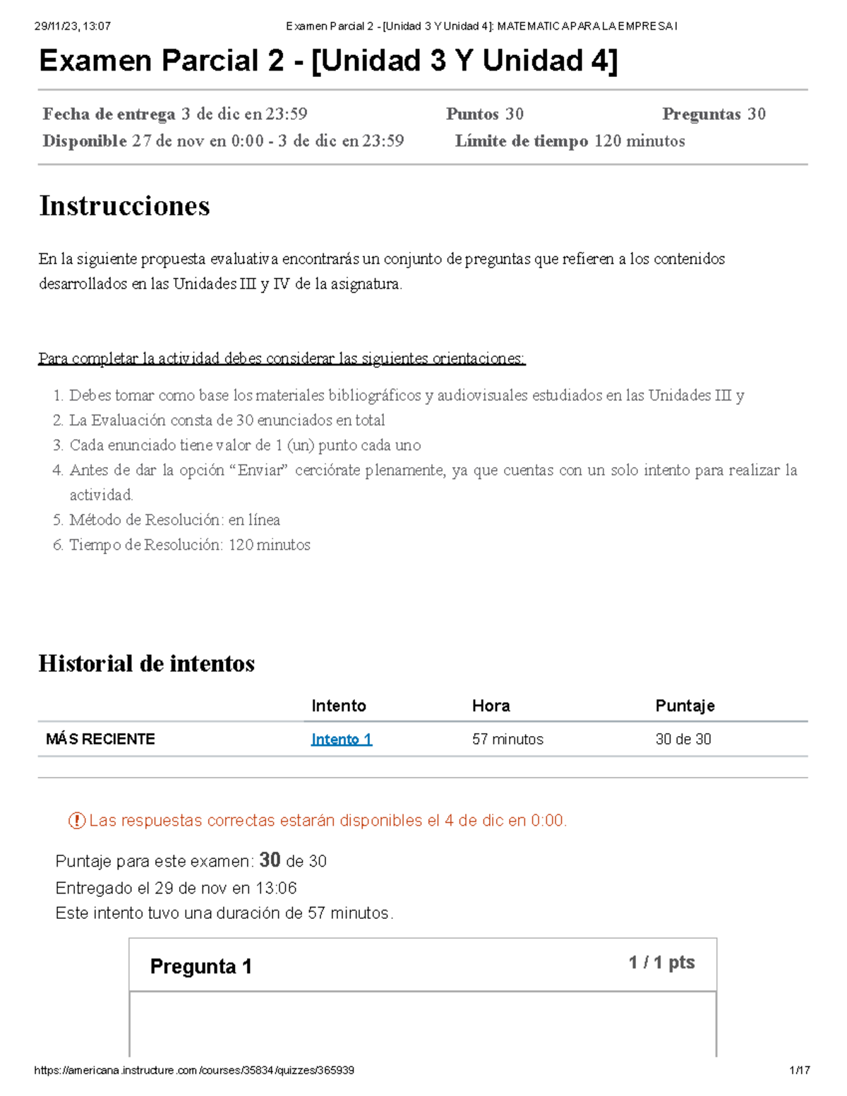 Examen Parcial 2 - [Unidad 3 Y Unidad 4] Matematica PARA LA Empresa I ...