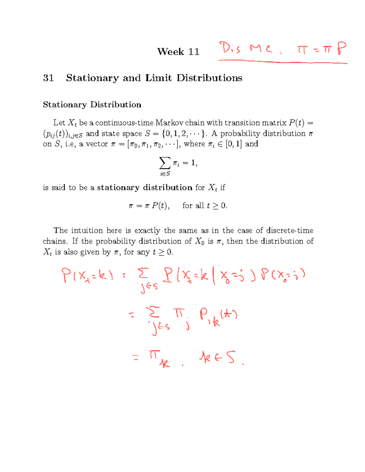 Annotated-week 11 - lecture notes - Week 11 31 Stationary and Limit ...
