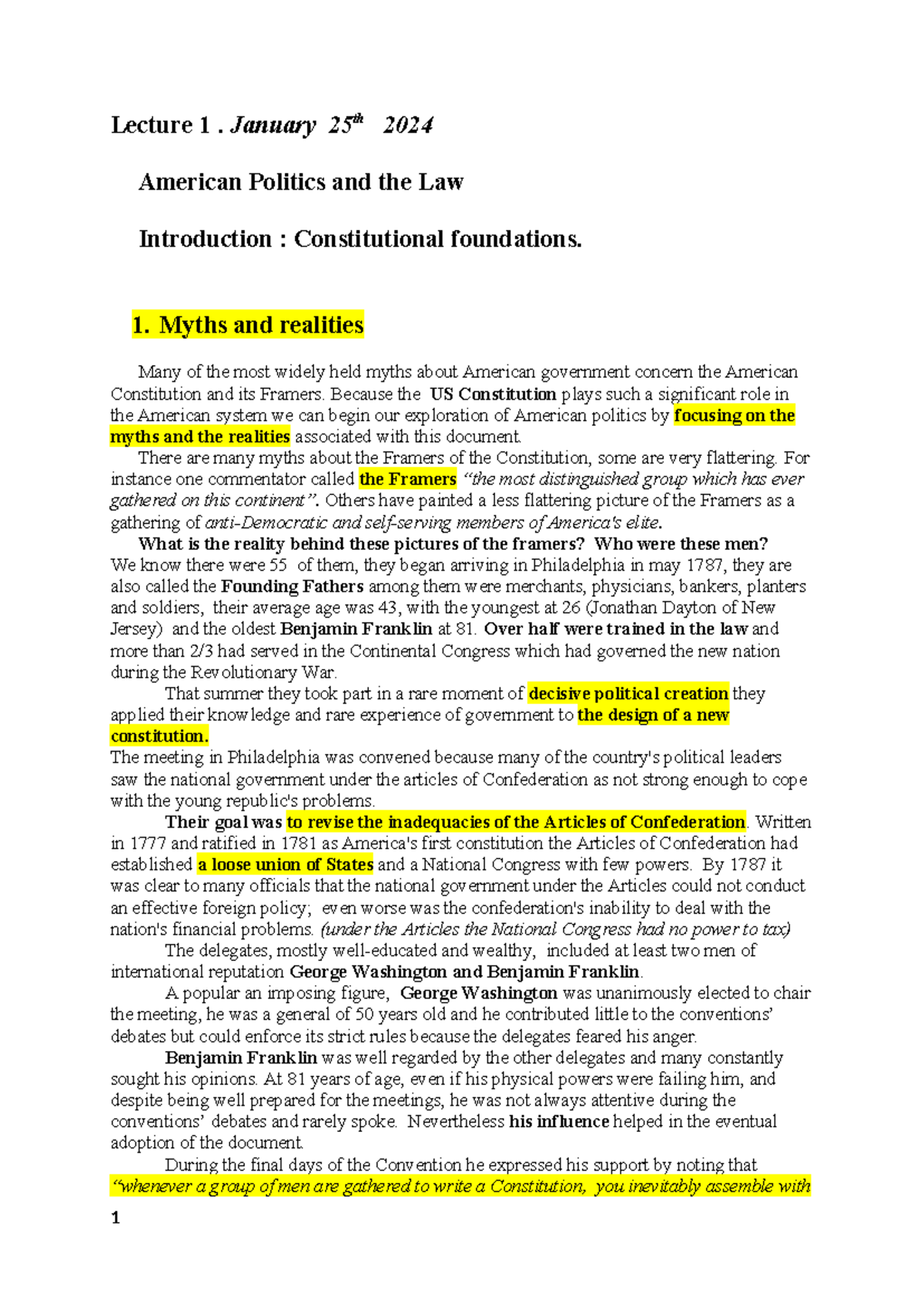 Jan 2023 Lecture 1 Constit. Foundations - Lecture 1. January 25 th 2024 ...