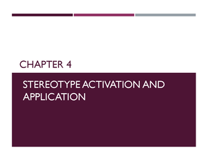 Psy 341 Lecture Slides - WEEK 2: Conceptual CHAPTER 1-INTRODUCING THE CONCEPTS OF STEREOTYPING ...
