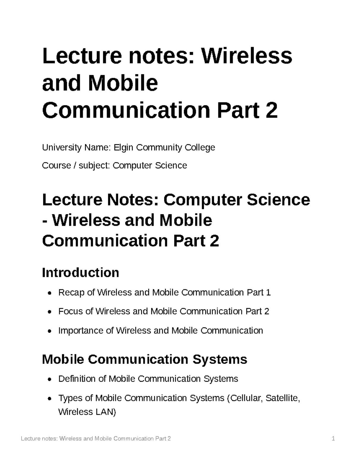 Lecture notes Wireless and Mobile Communication Part 2 - Lecture notes ...
