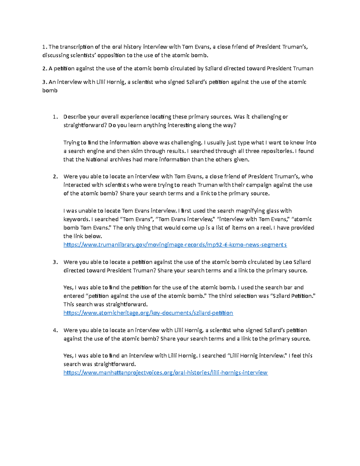 HIS 100 Primary Source Hunt Short Response - The transcription of the ...