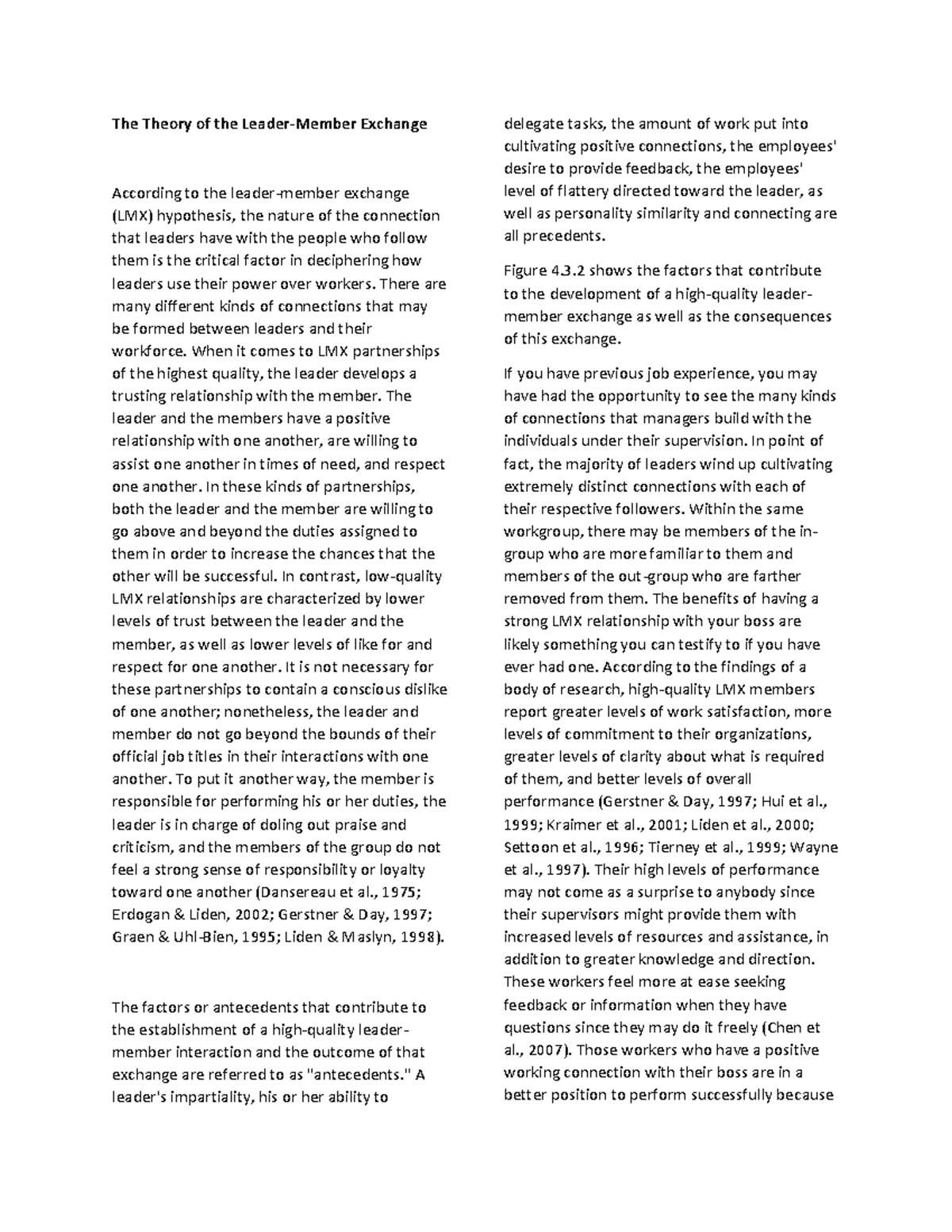 The Theory of the Leader-Member Exchange - The Theory of the Leader ...