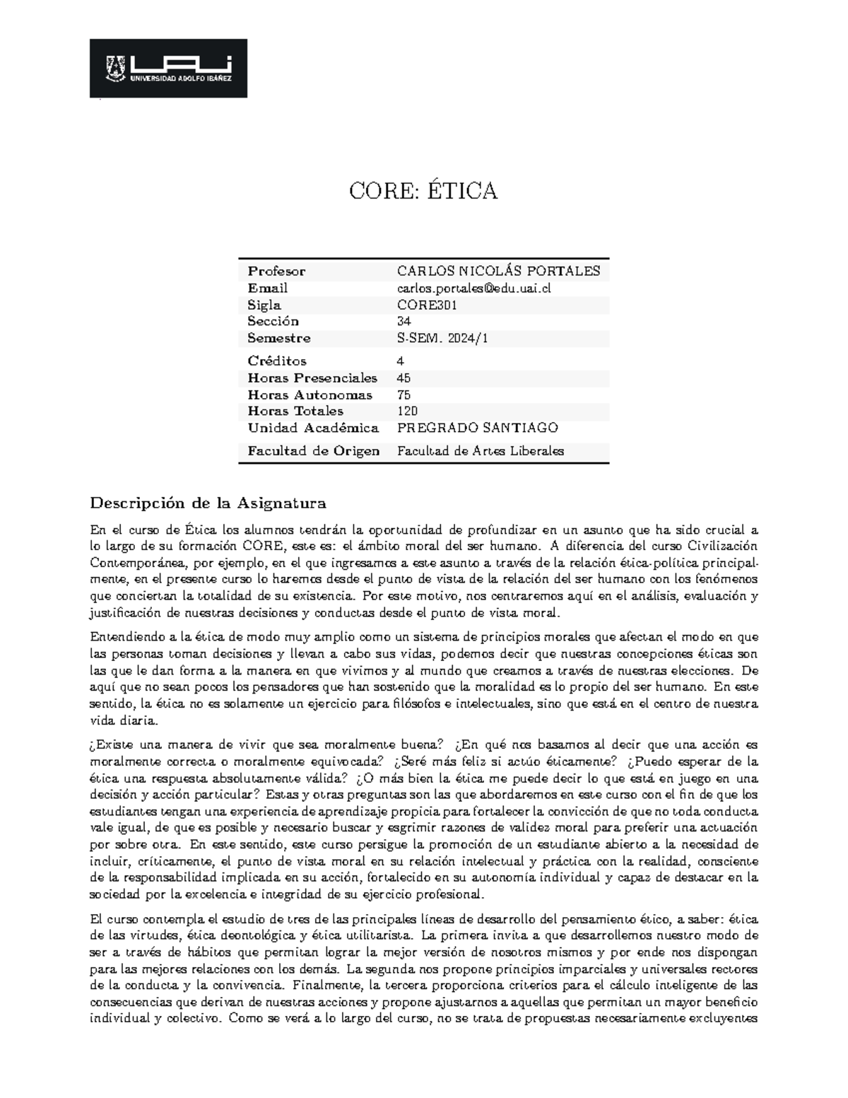 115701 - sylabus - CORE: ÉTICA Profesor CARLOS NICOLÁS PORTALES Email ...