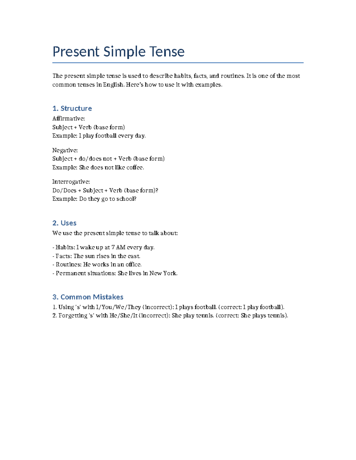 Present Simple Tense Examples - Present Simple Tense The present simple ...