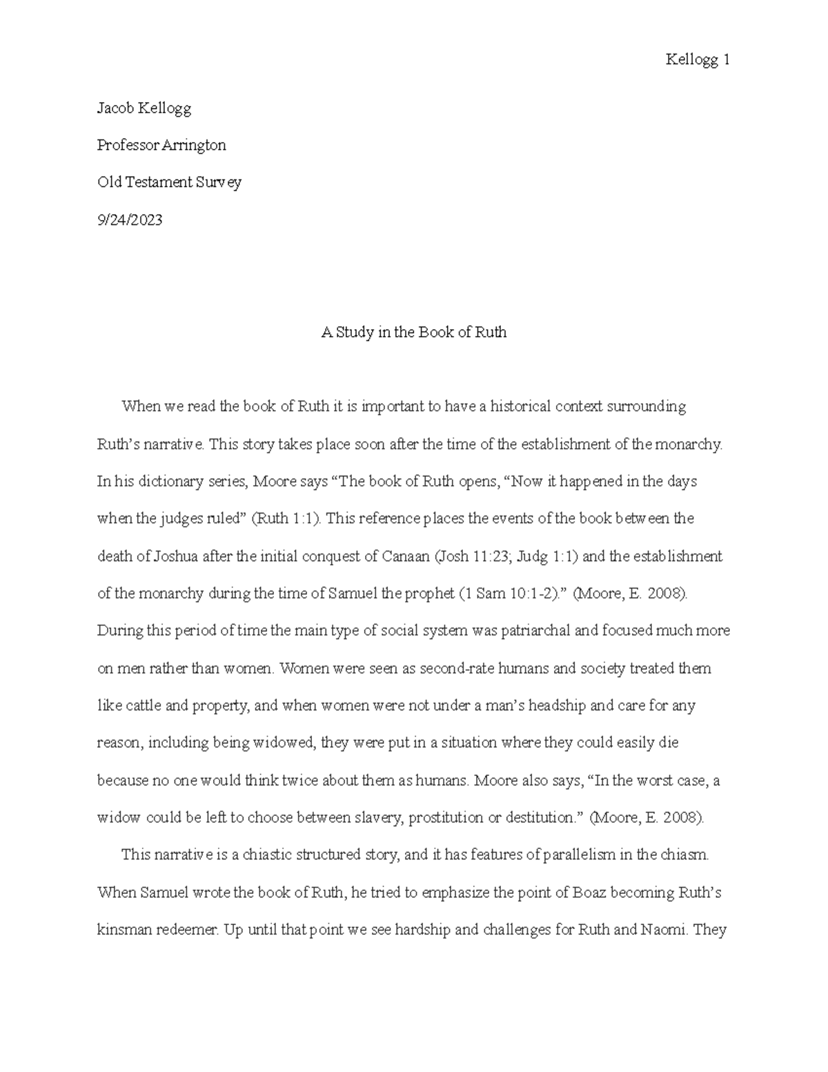 Ruth Paper - This is the essay about the book of Ruth. - Jacob Kellogg ...
