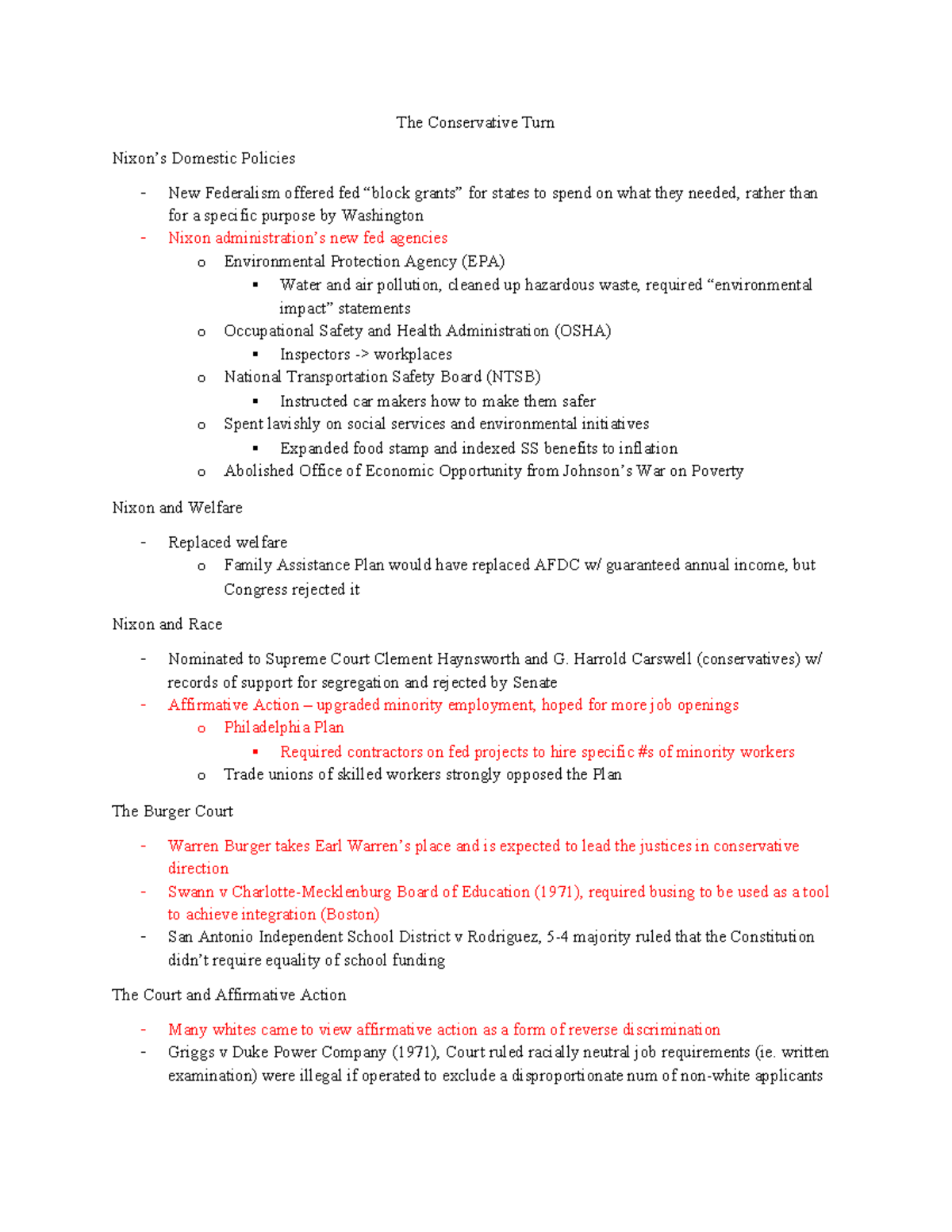 The Conservative Turn Notes - The Conservative Turn Nixon’s Domestic ...