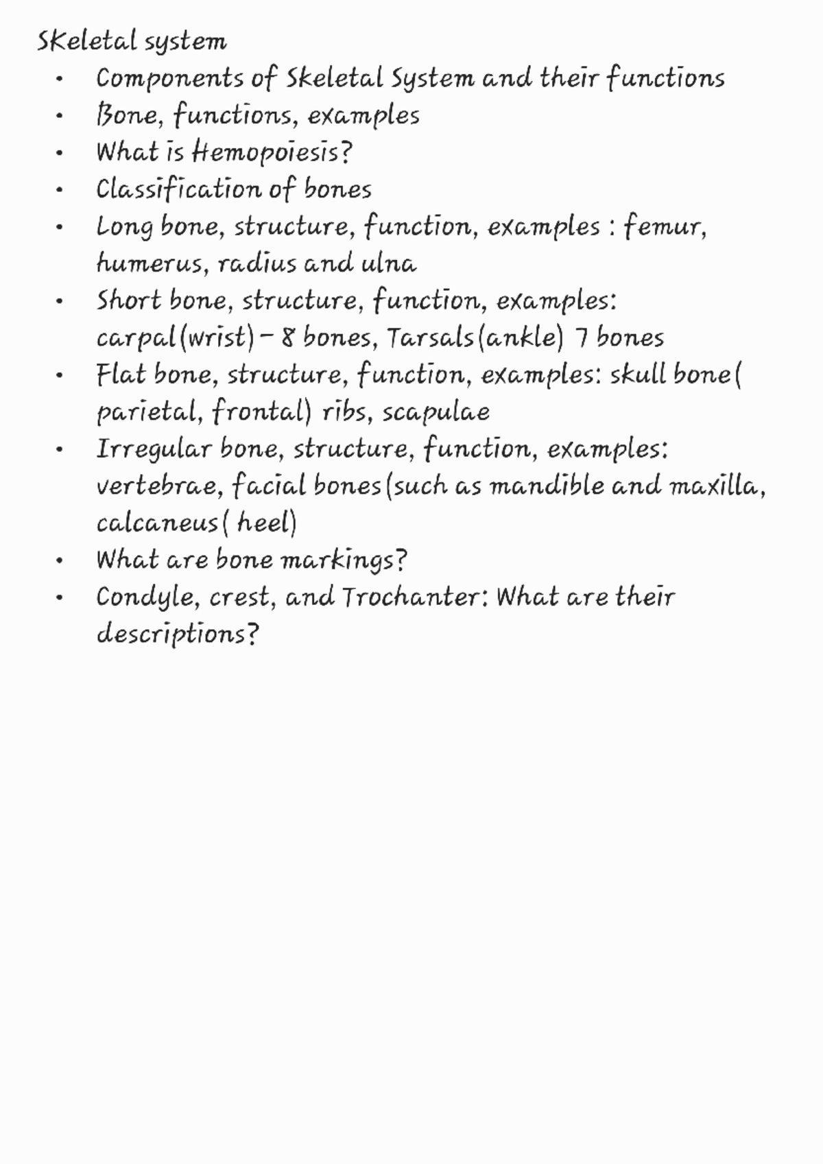 Hlsc 126 - questions on principles of mathematics - Skeletal system ...