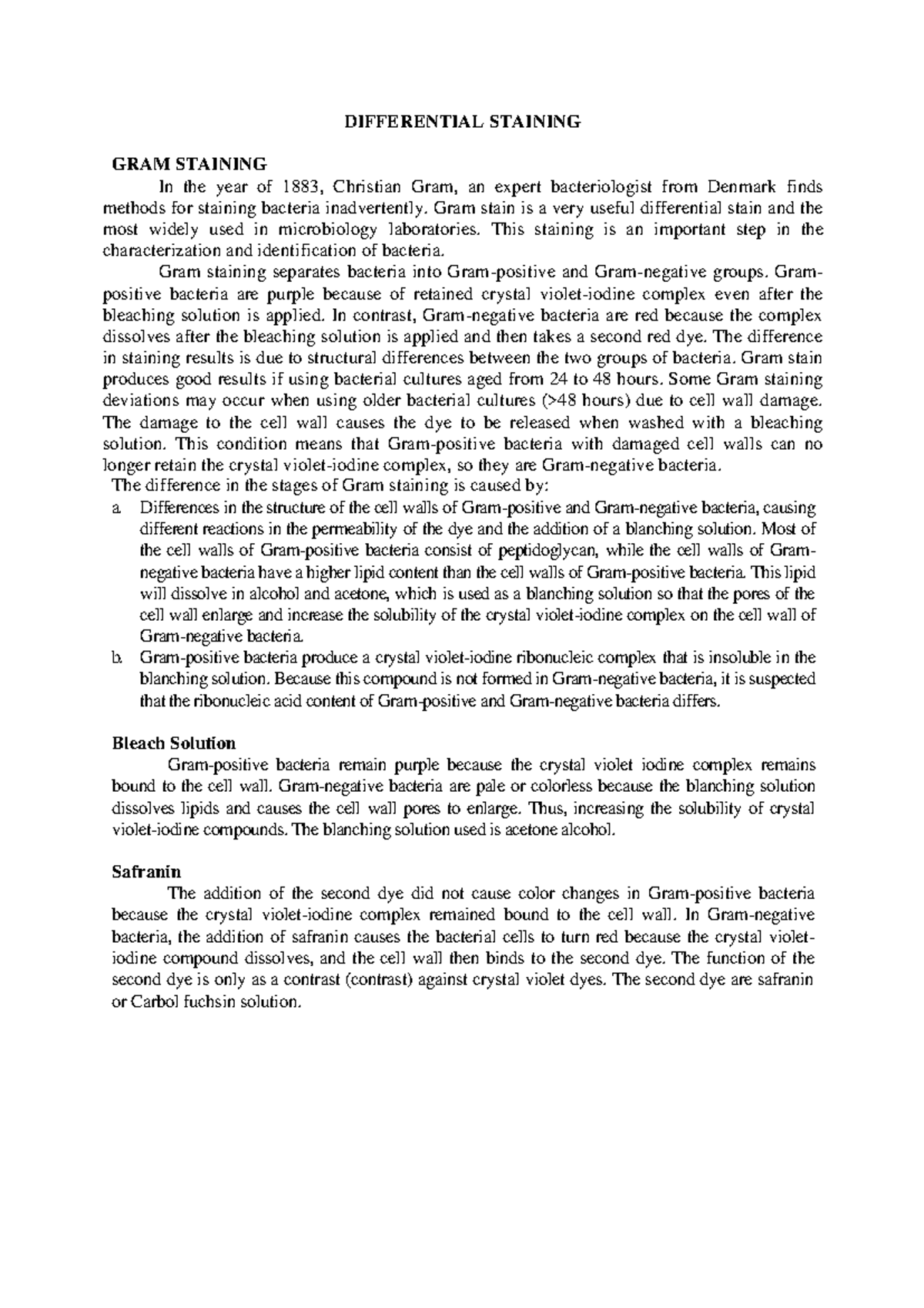 Differential Staining - DIFFERENTIAL STAINING GRAM STAINING In the year ...